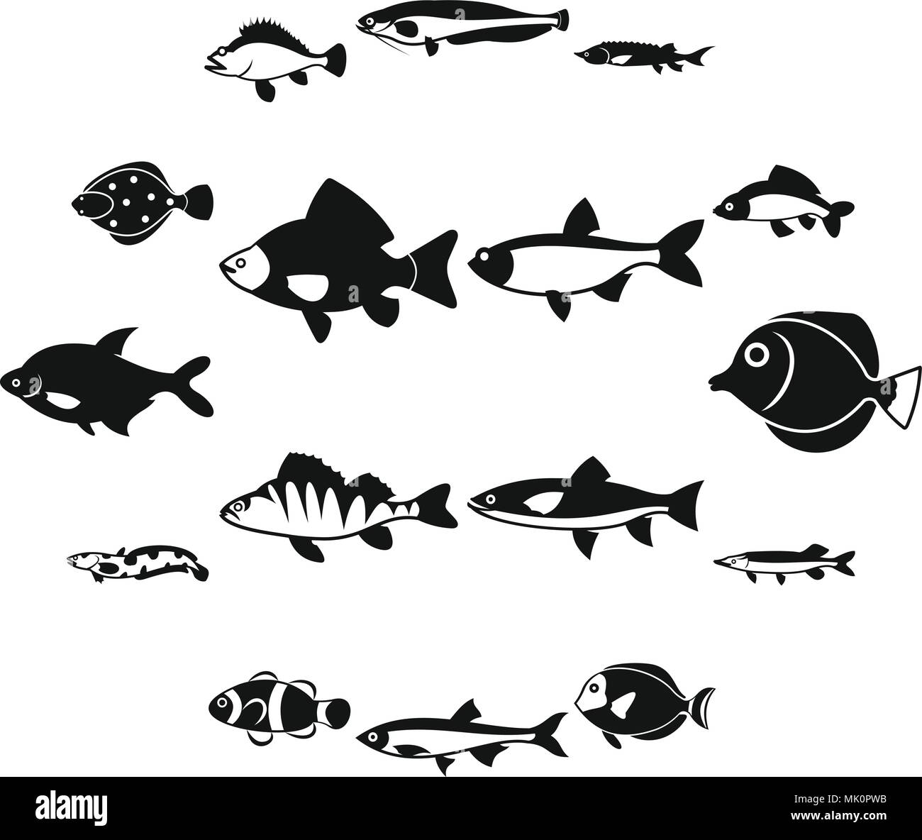 Cute fish icons set, simple style Stock Vector Image & Art - Alamy