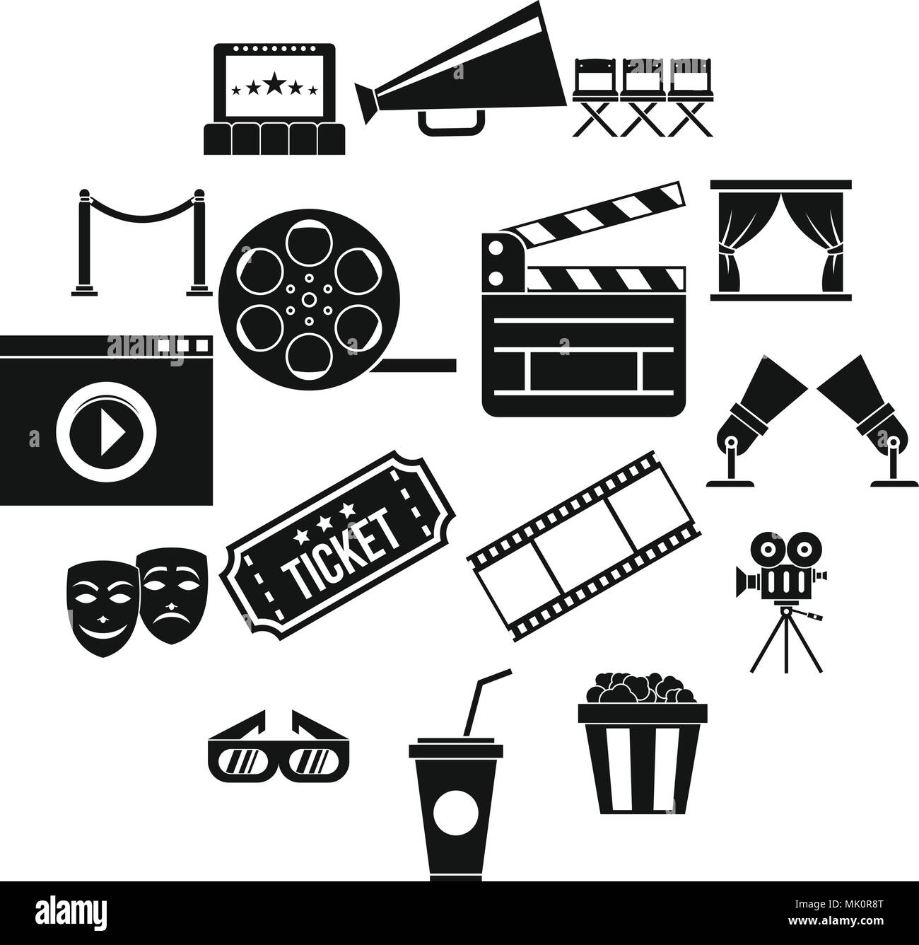 Cinema icons set, simple style Stock Vector Image & Art - Alamy