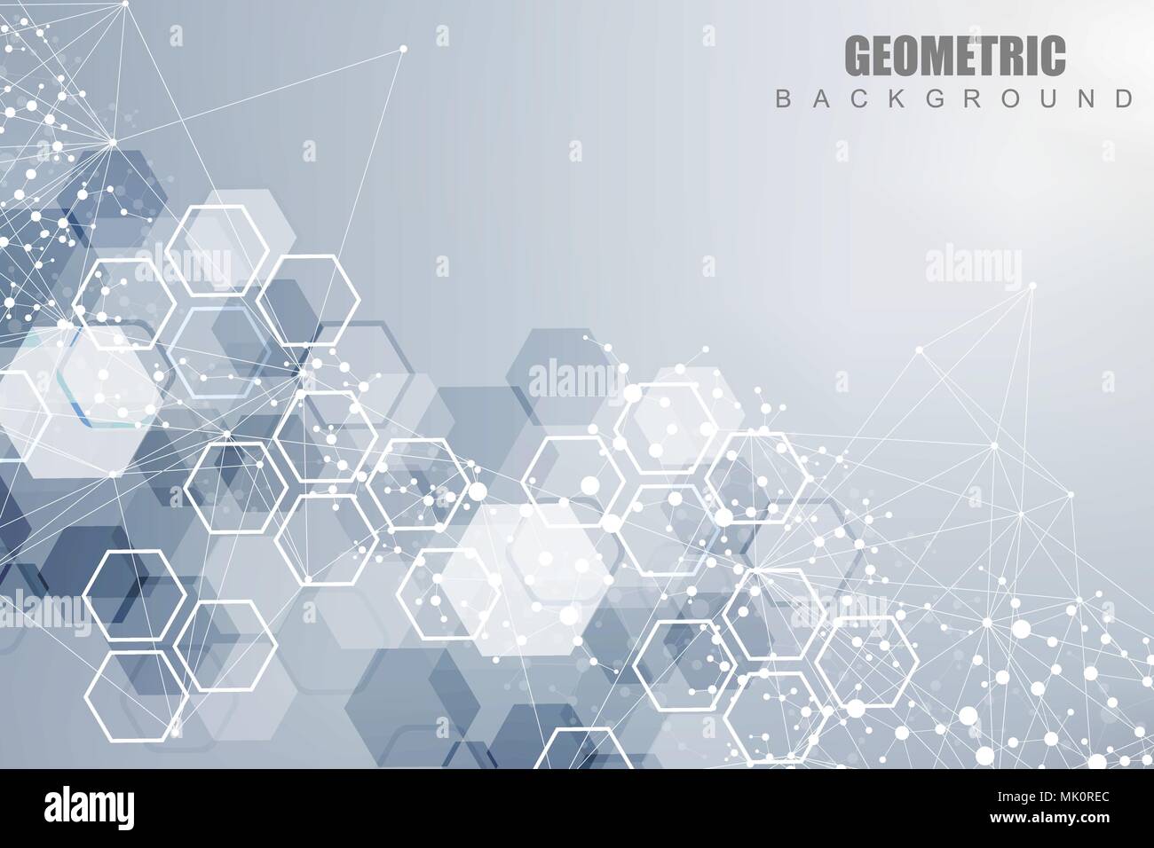 Hexagonal abstract background. Big Data Visualization. Global network connection. Medical ...