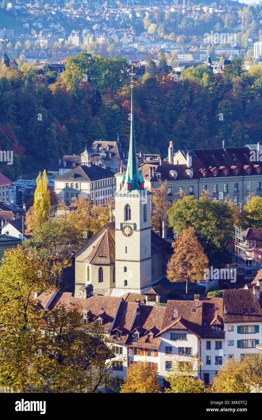 Aerial view of city with Nydegg Church Bern, Switzerland Stock Photo ...