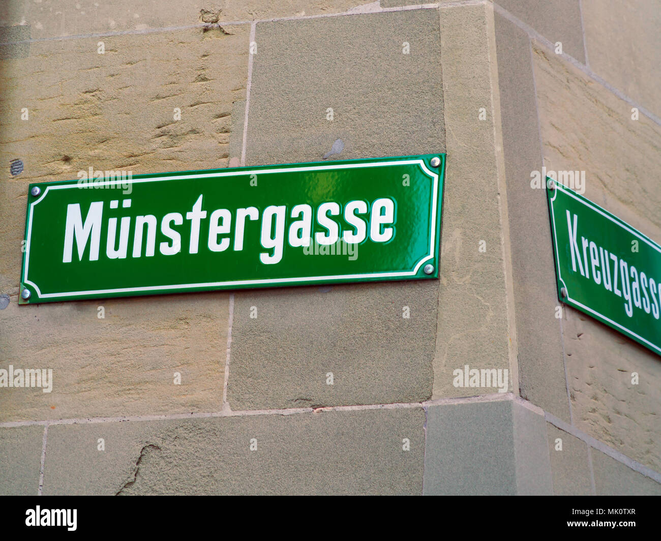 Typical street name signs in the old town, Bern, Switzerland Stock ...