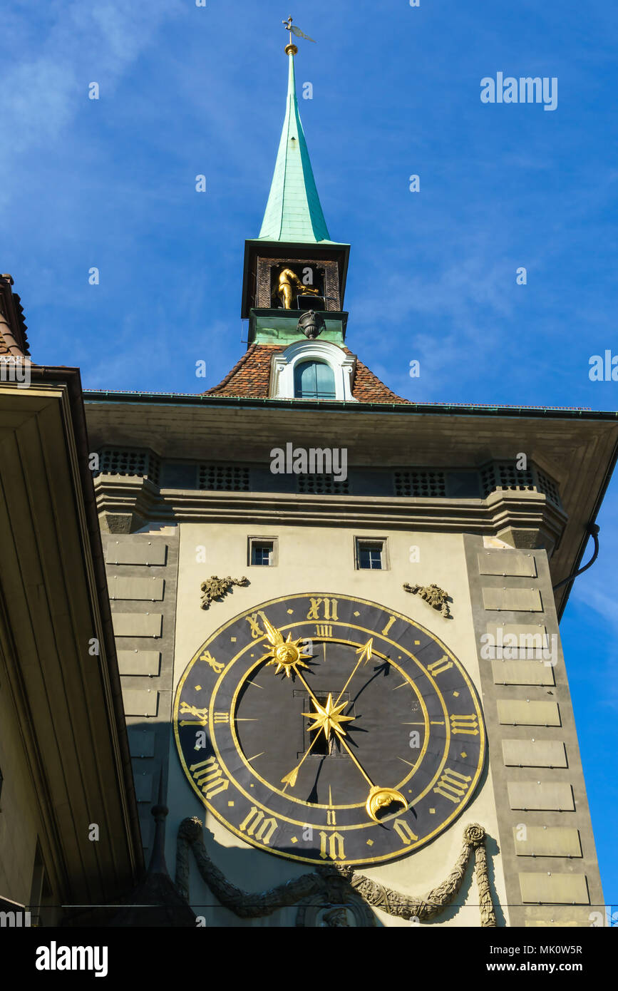 The eastern face of the Zytglogge, medieval clock tower landmark of ...