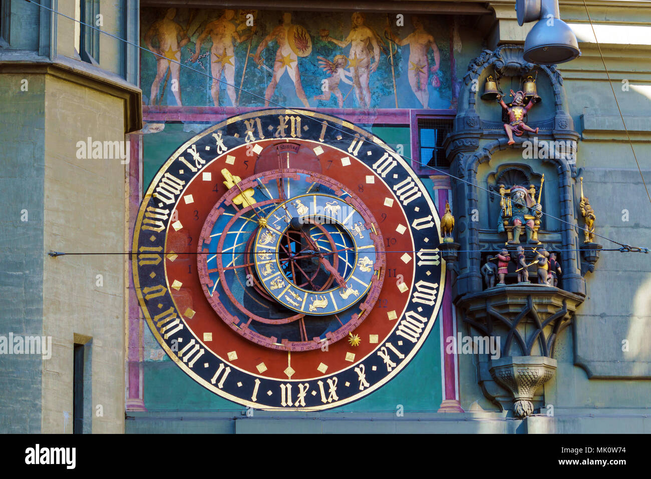 Astronomical dial of the Zytglogge, medieval clock tower landmark of ...