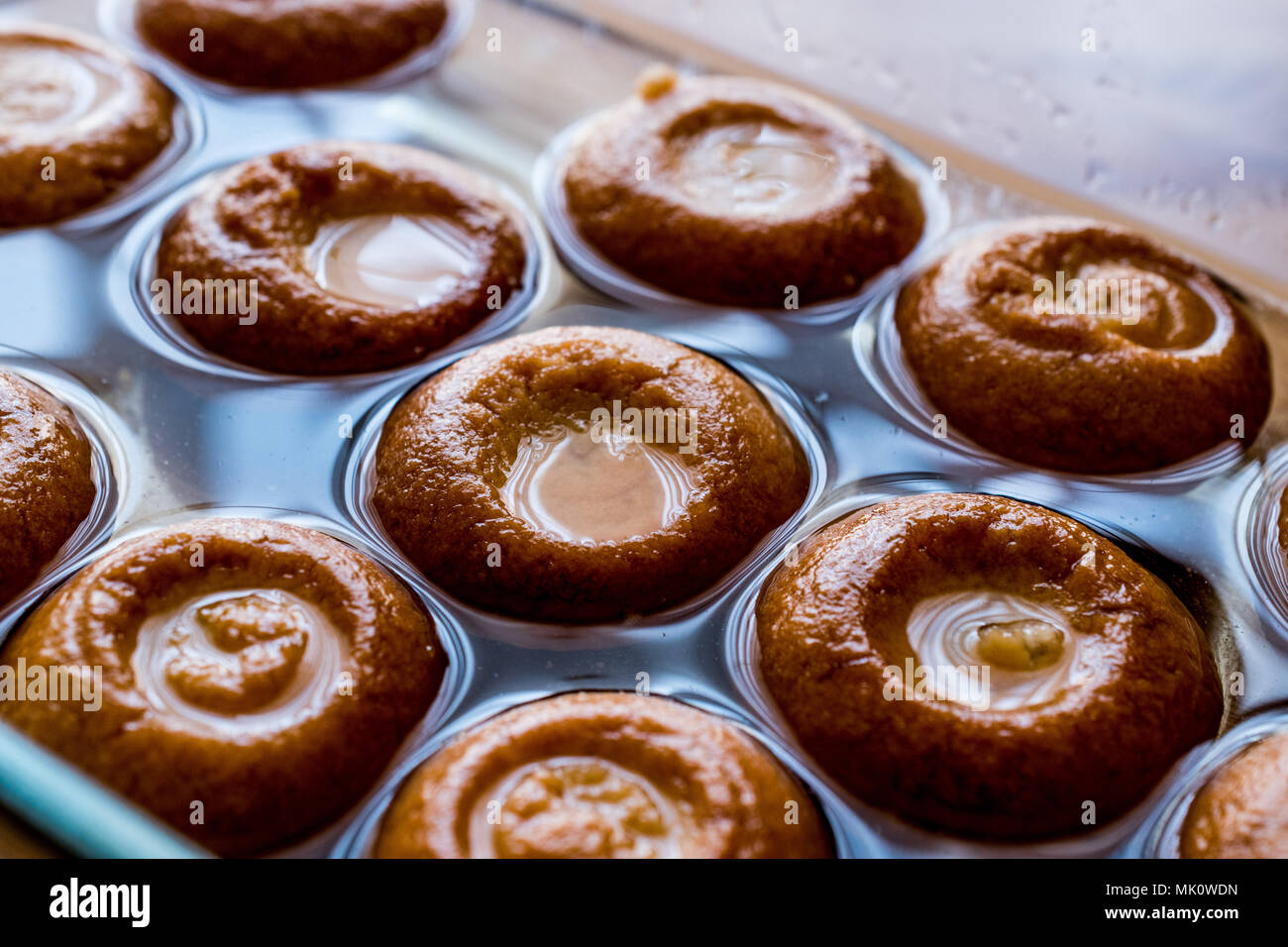 Turkish Dessert Sekerpare with Sherbet or Serbet. Traditional Food ...