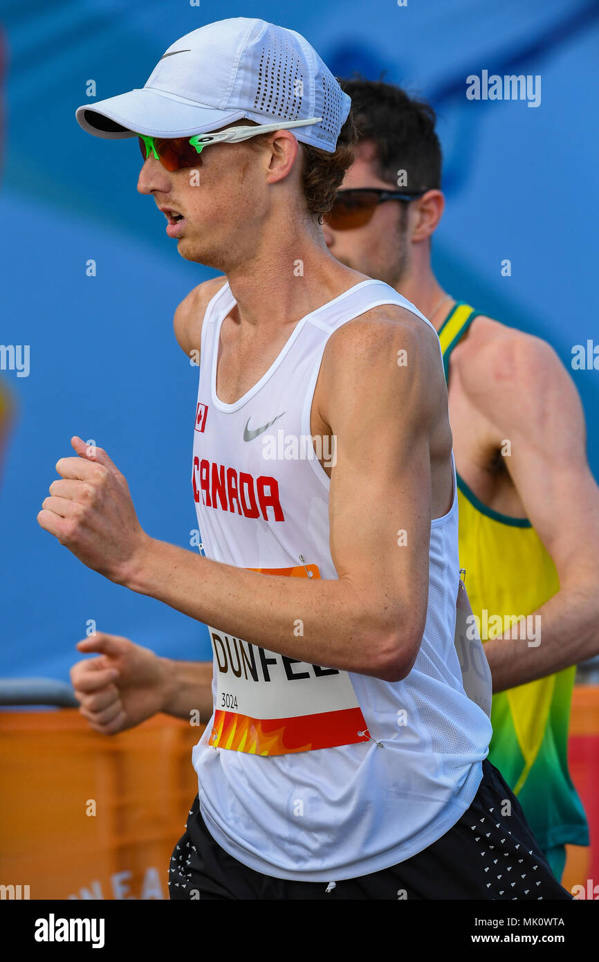 GOLD COAST, AUSTRALIA - APRIL 8: Evan Dunfee of Canada competing in the Men's 20k Walk at the ...