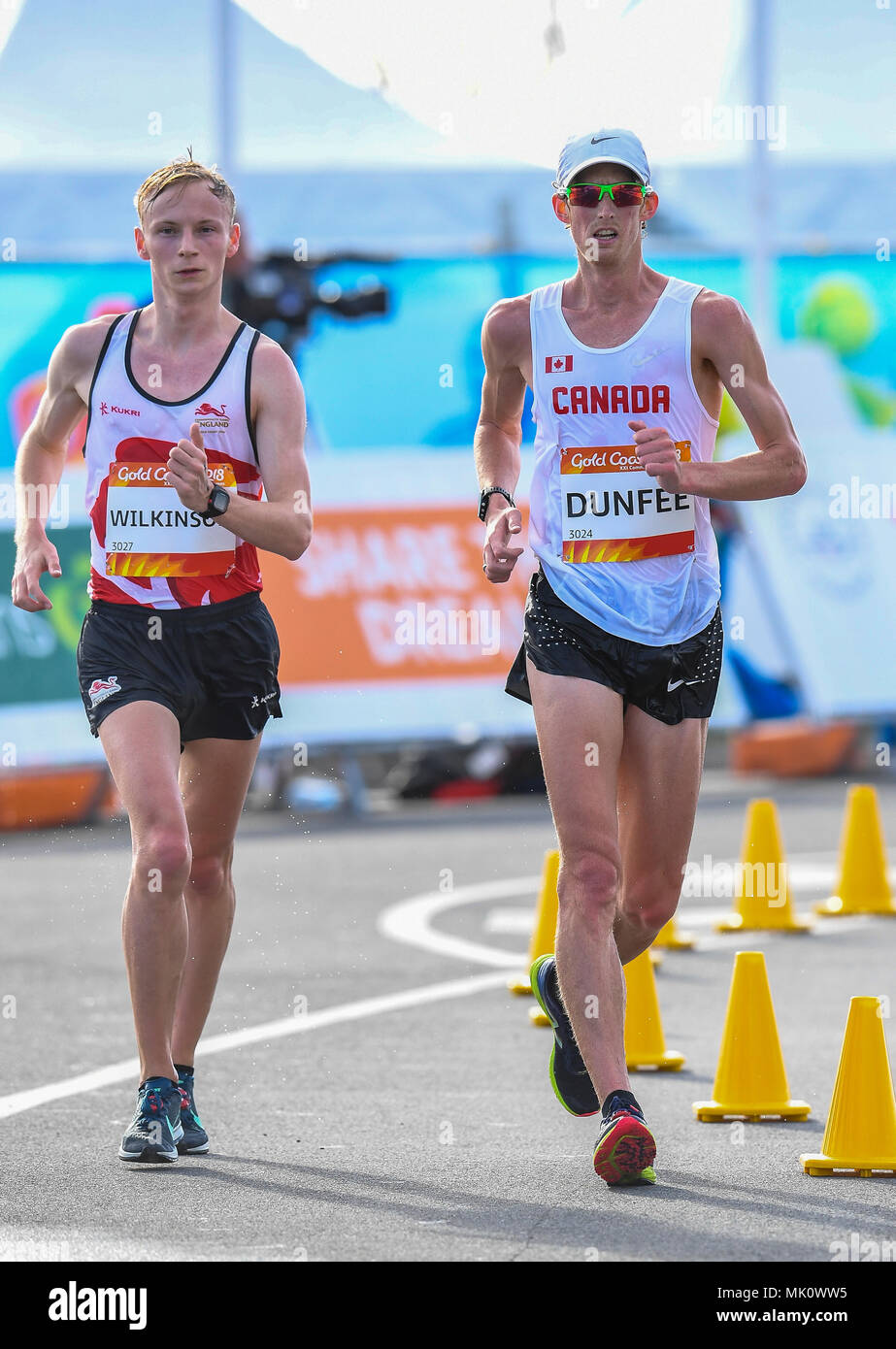 GOLD COAST, AUSTRALIA - APRIL 8: Evan Dunfee of Canada competing in the Men's 20k Walk at the ...