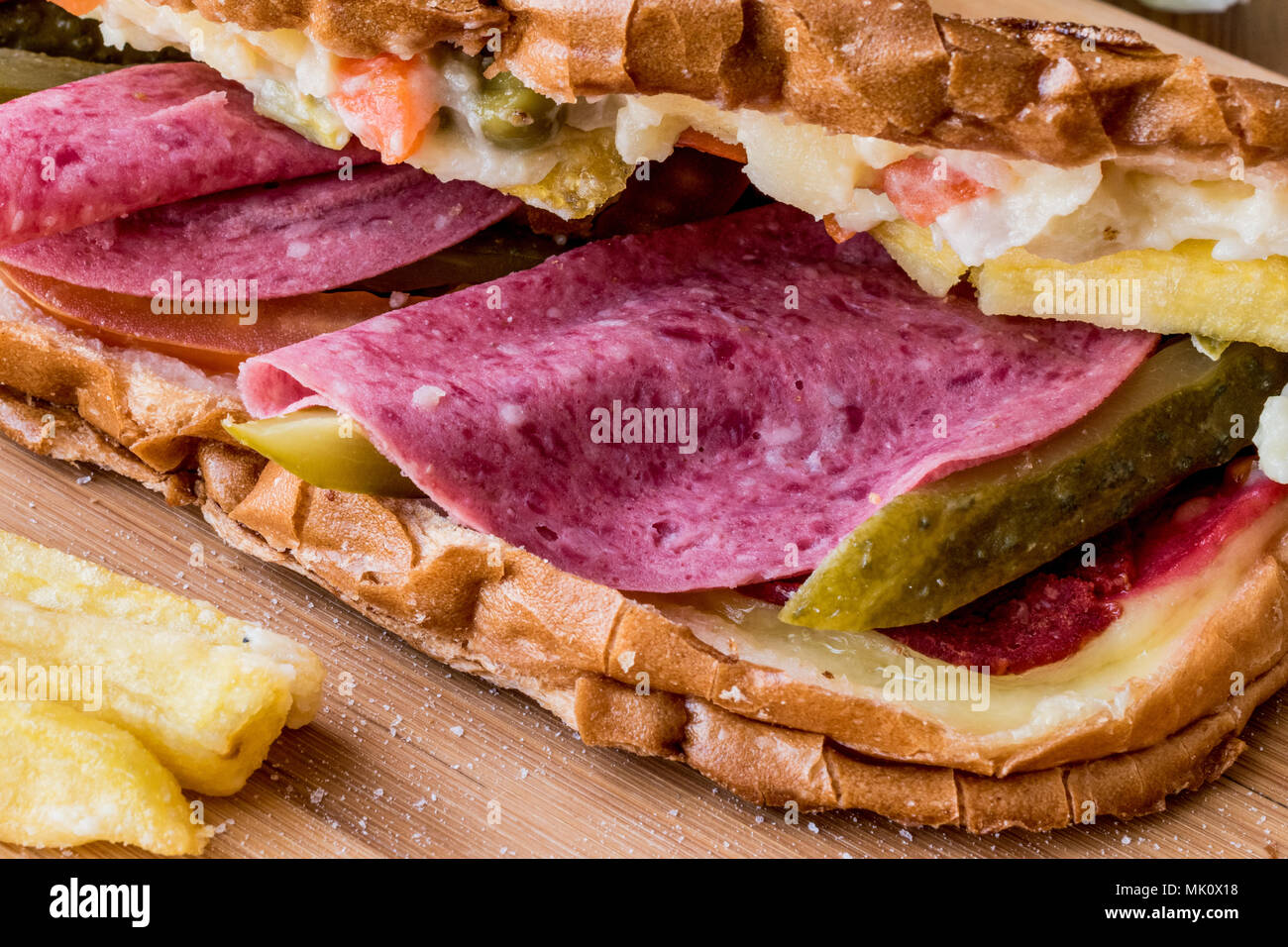 Turkish Toast Sandwich with Ham and Pickles called Ayvalik Tost / Tostu ...