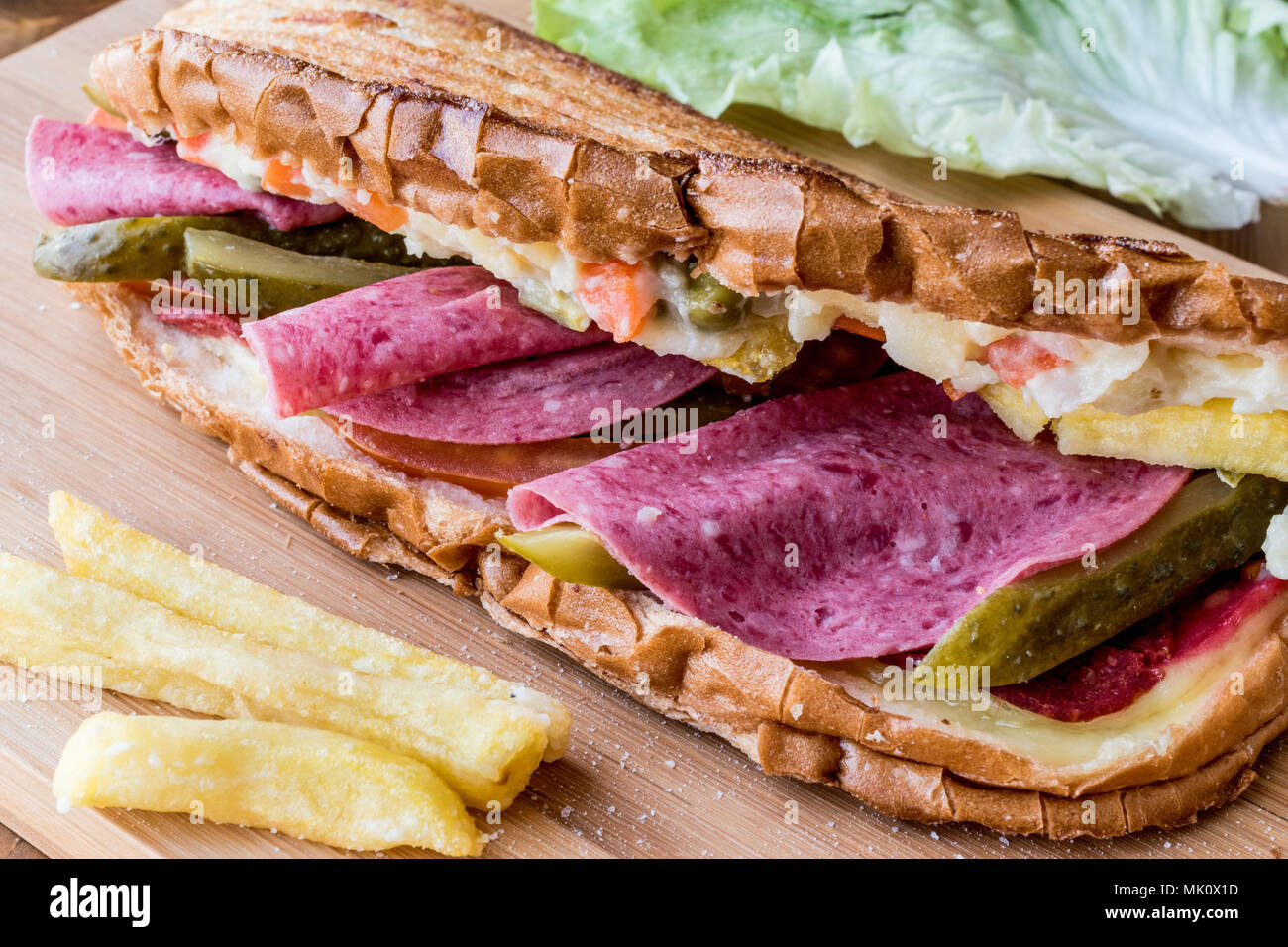 Turkish Toast Sandwich with Ham and Pickles called Ayvalik Tost / Tostu ...