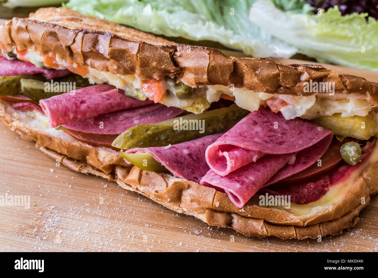Turkish Toast Sandwich with Ham and Pickles called Ayvalik Tost / Tostu ...