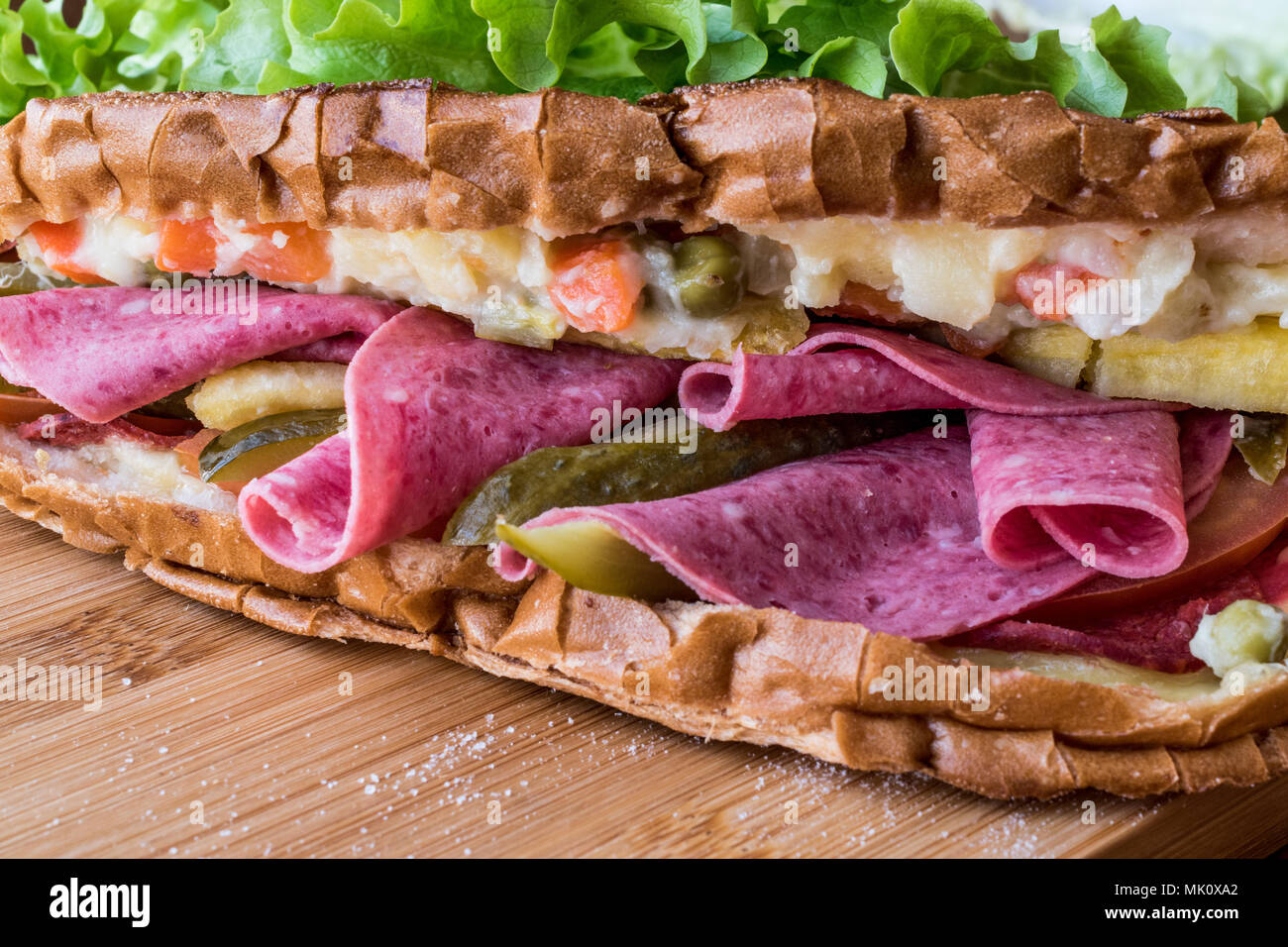 Turkish Toast Sandwich with Ham and Pickles called Ayvalik Tost / Tostu ...