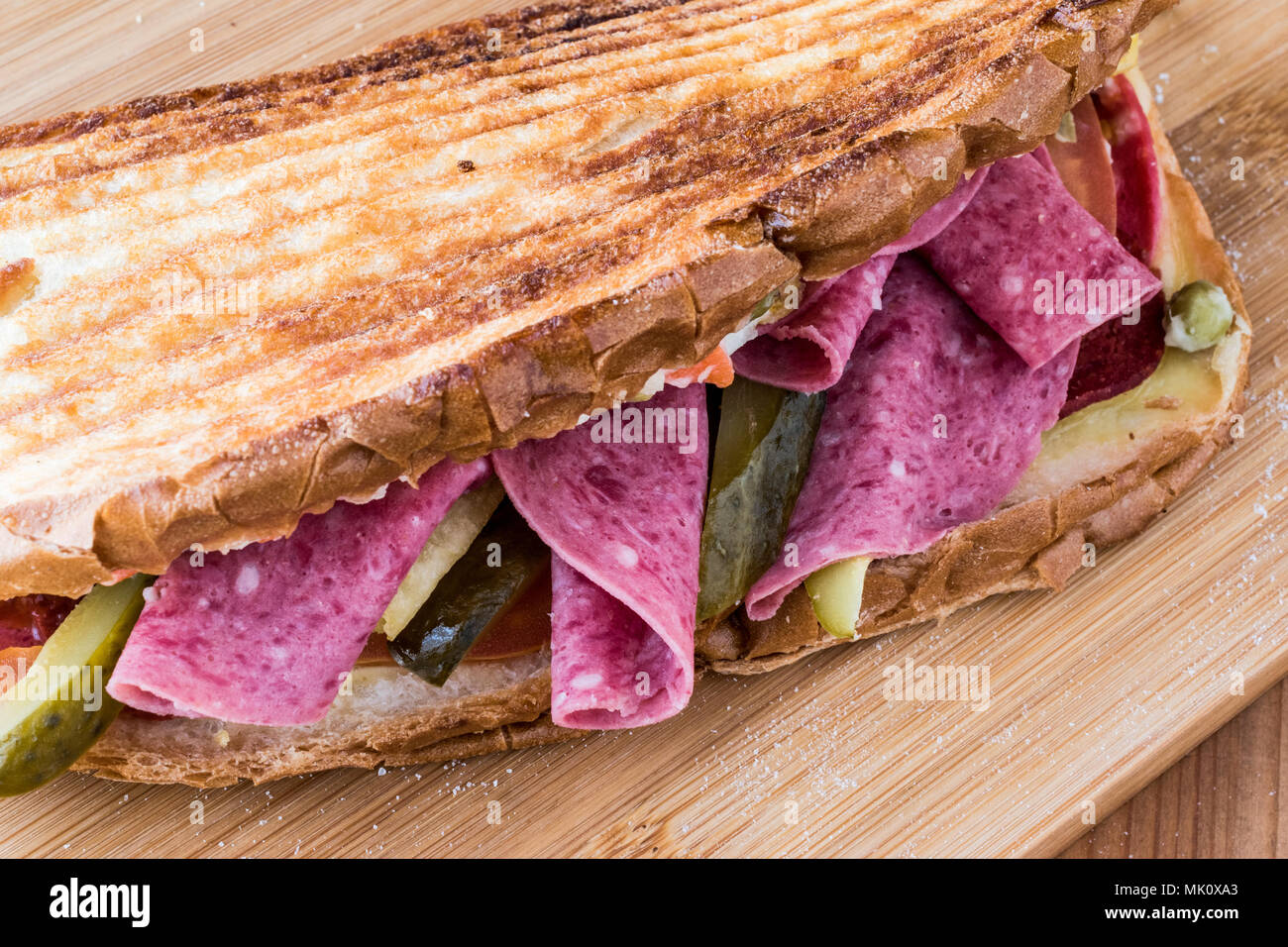 Turkish Toast Sandwich with Ham and Pickles called Ayvalik Tost / Tostu ...