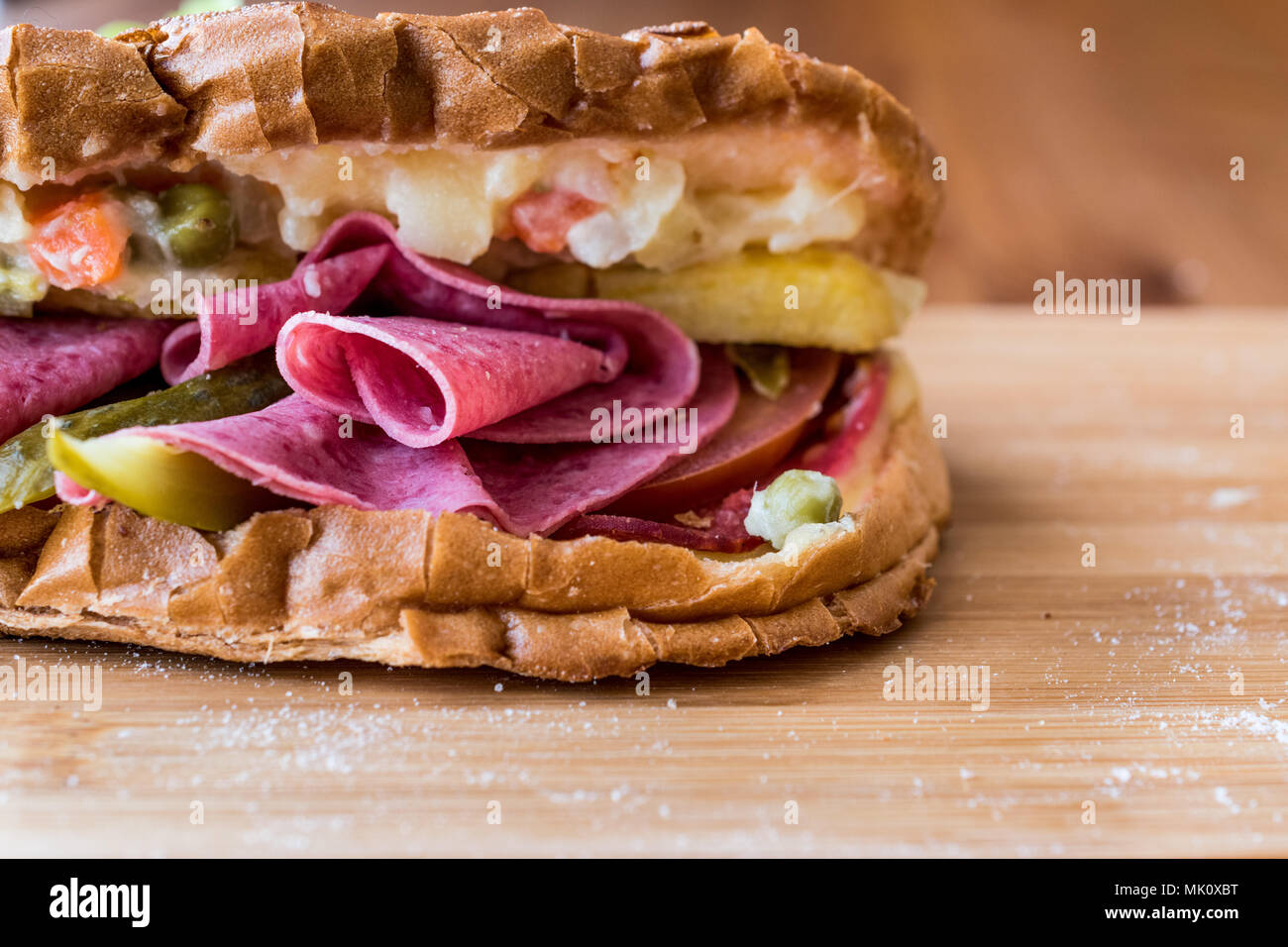 Turkish Toast Sandwich with Ham and Pickles called Ayvalik Tost / Tostu ...