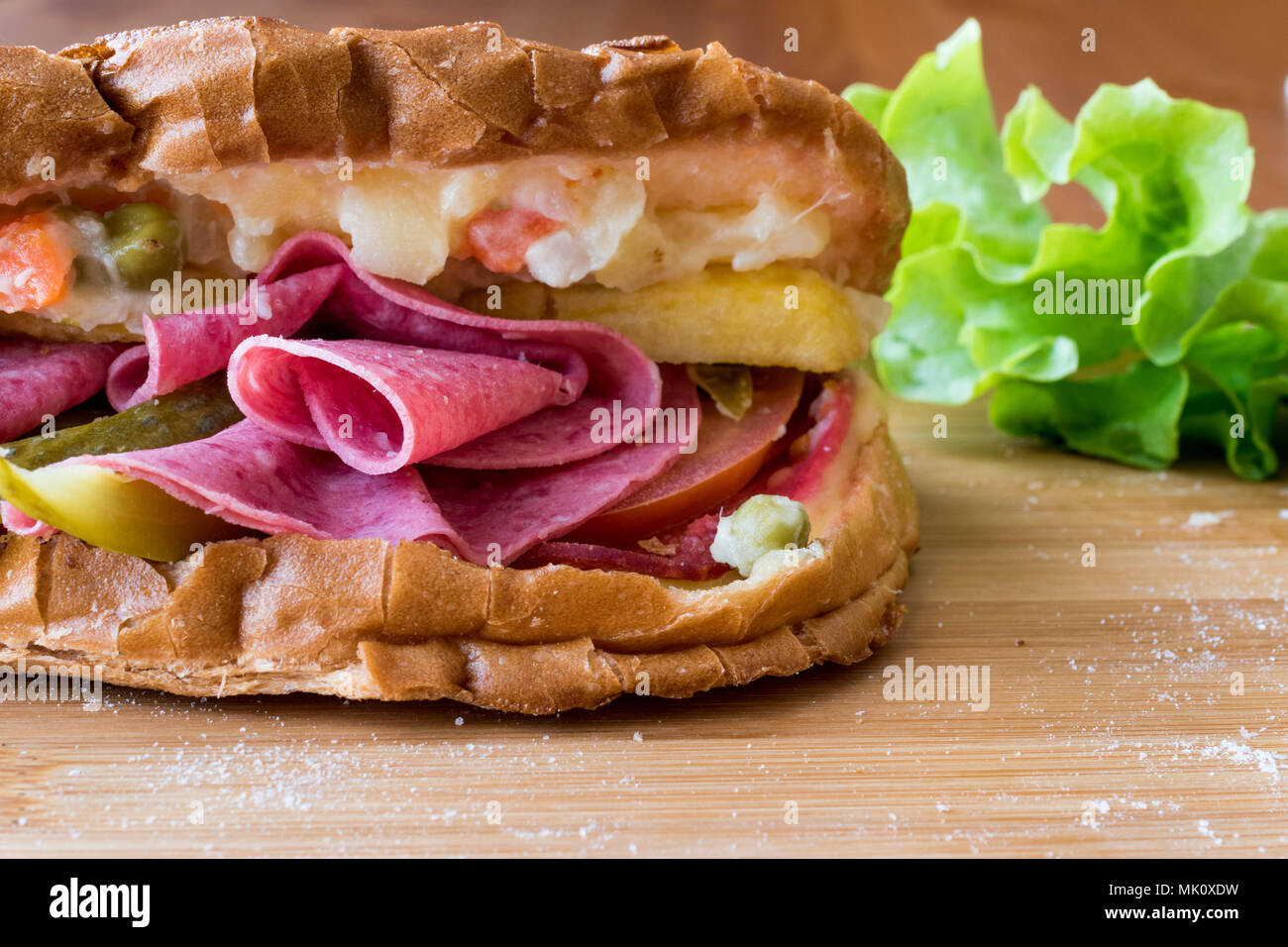 Turkish Toast Sandwich with Ham and Pickles called Ayvalik Tost / Tostu ...