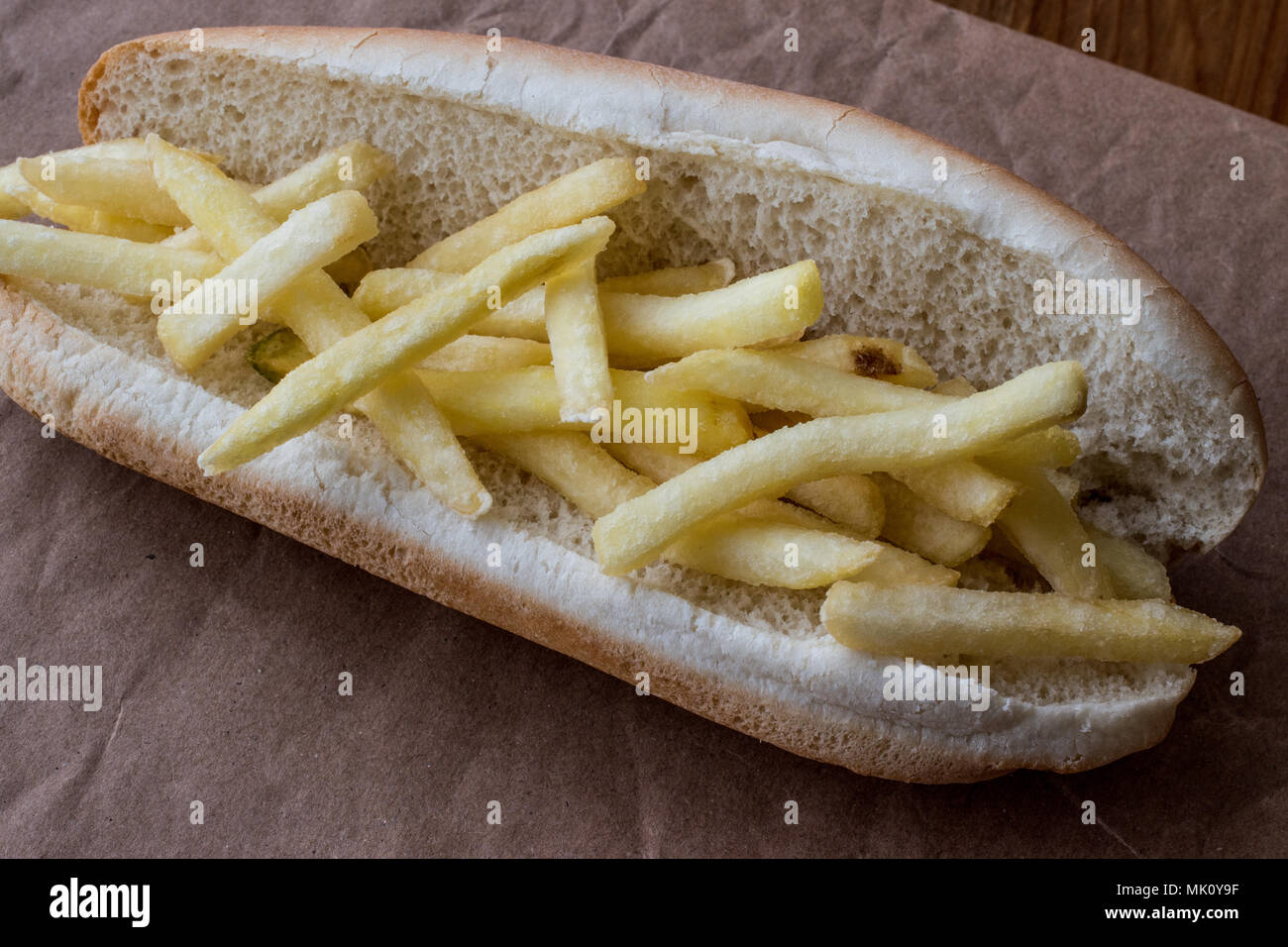 turkish sandwich with French fries potatoes called patso served with ...