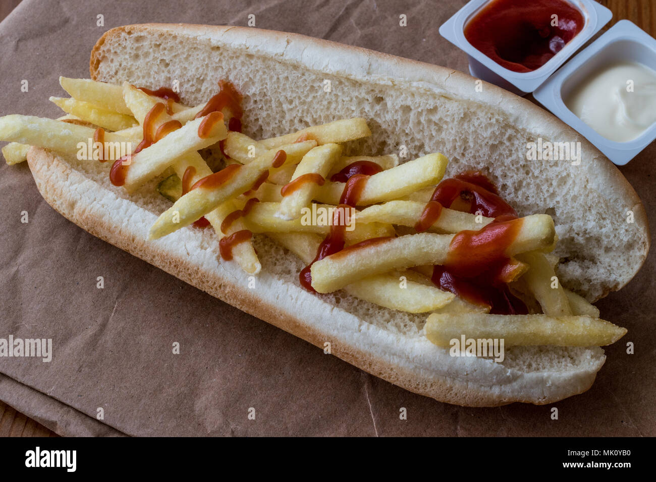turkish sandwich with French fries potatoes called patso served with ...