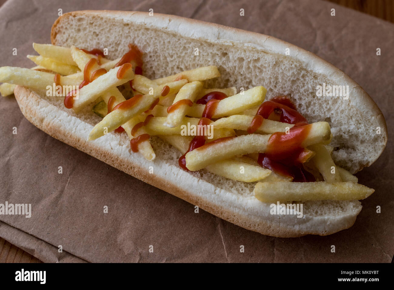 turkish sandwich with French fries potatoes called patso served with ...