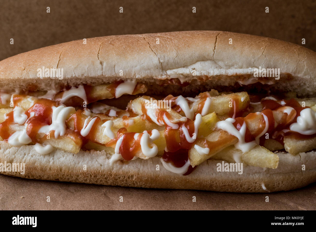 turkish sandwich with French fries potatoes called patso served with ...