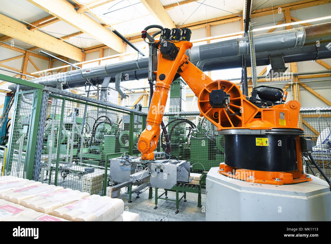 production of wood pellets in a wood processing factory and sawmill ...