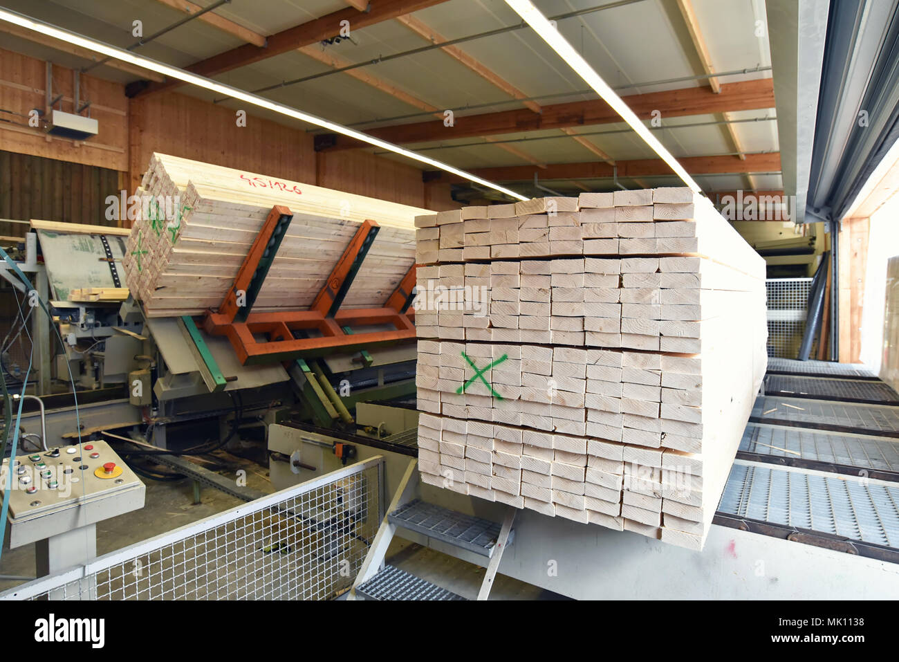 Industrial plant sawmill - production of wooden boards with modern ...