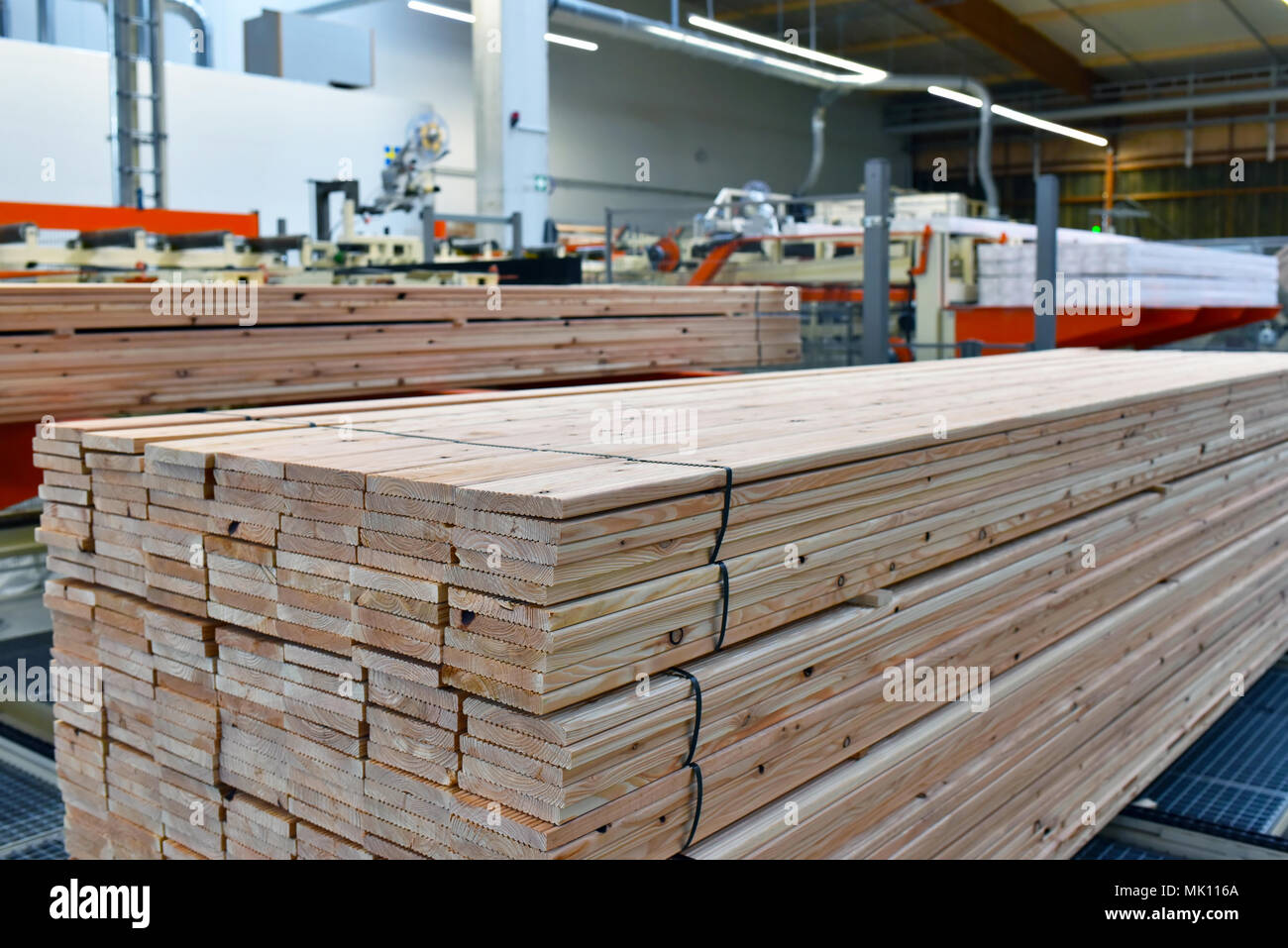 Industrial plant sawmill - production of wooden boards with modern ...