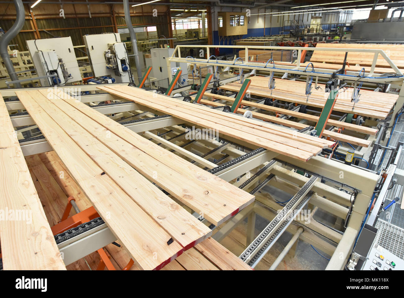 Industrial plant sawmill - production of wooden boards with modern ...