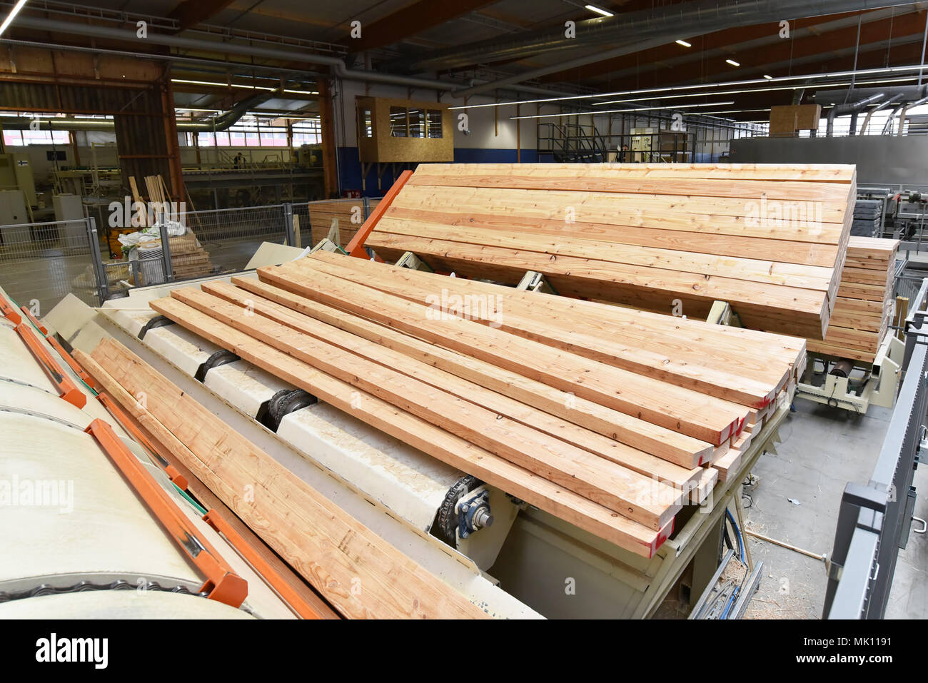 Industrial plant sawmill - production of wooden boards with modern ...