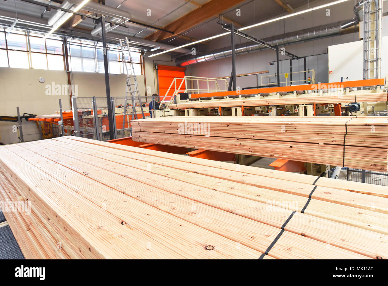 Industrial plant sawmill - production of wooden boards with modern ...