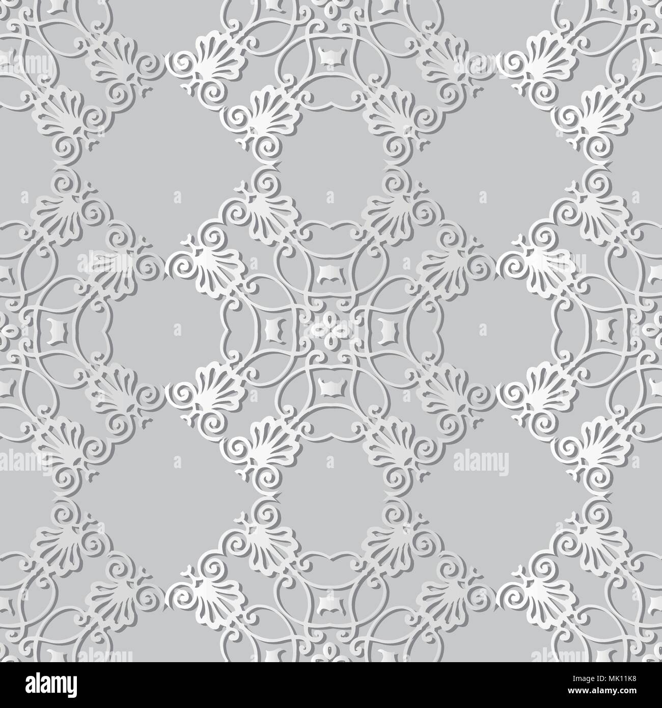 3D white paper art Spiral Curve Check Cross Frame Flower Crest, Vector ...