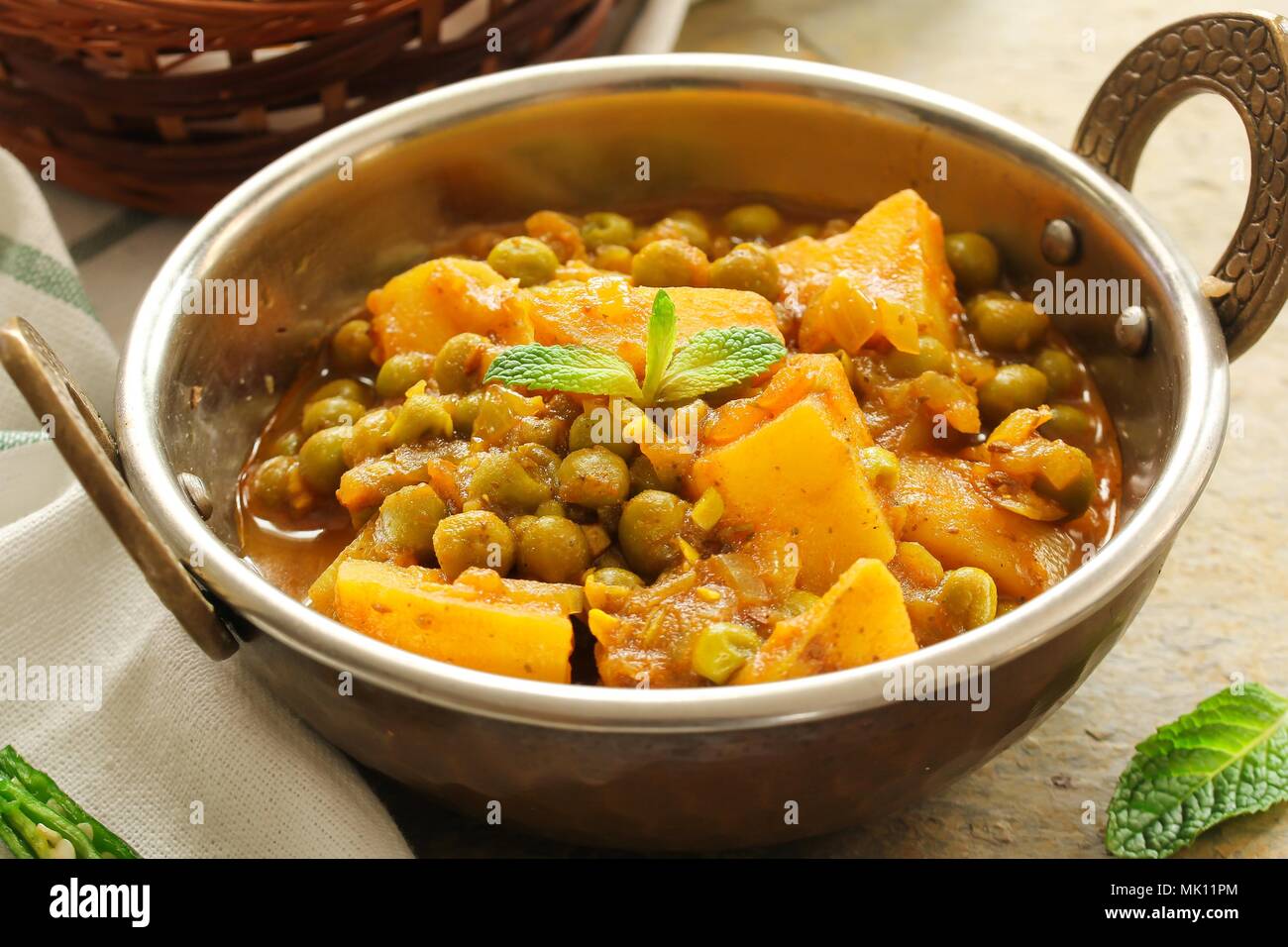 Homemade Aloo Mutter / Alu Matar / Indian Peas potato curry served with ...