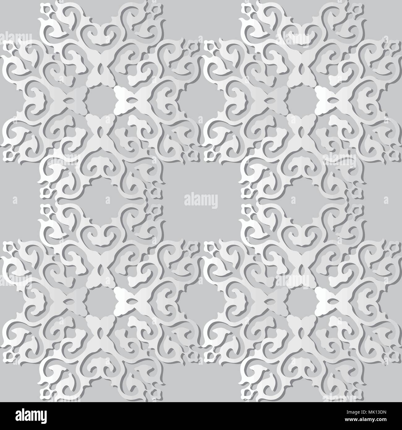 3D white paper art Square Curve Cross Crest Frame, Vector stylish ...