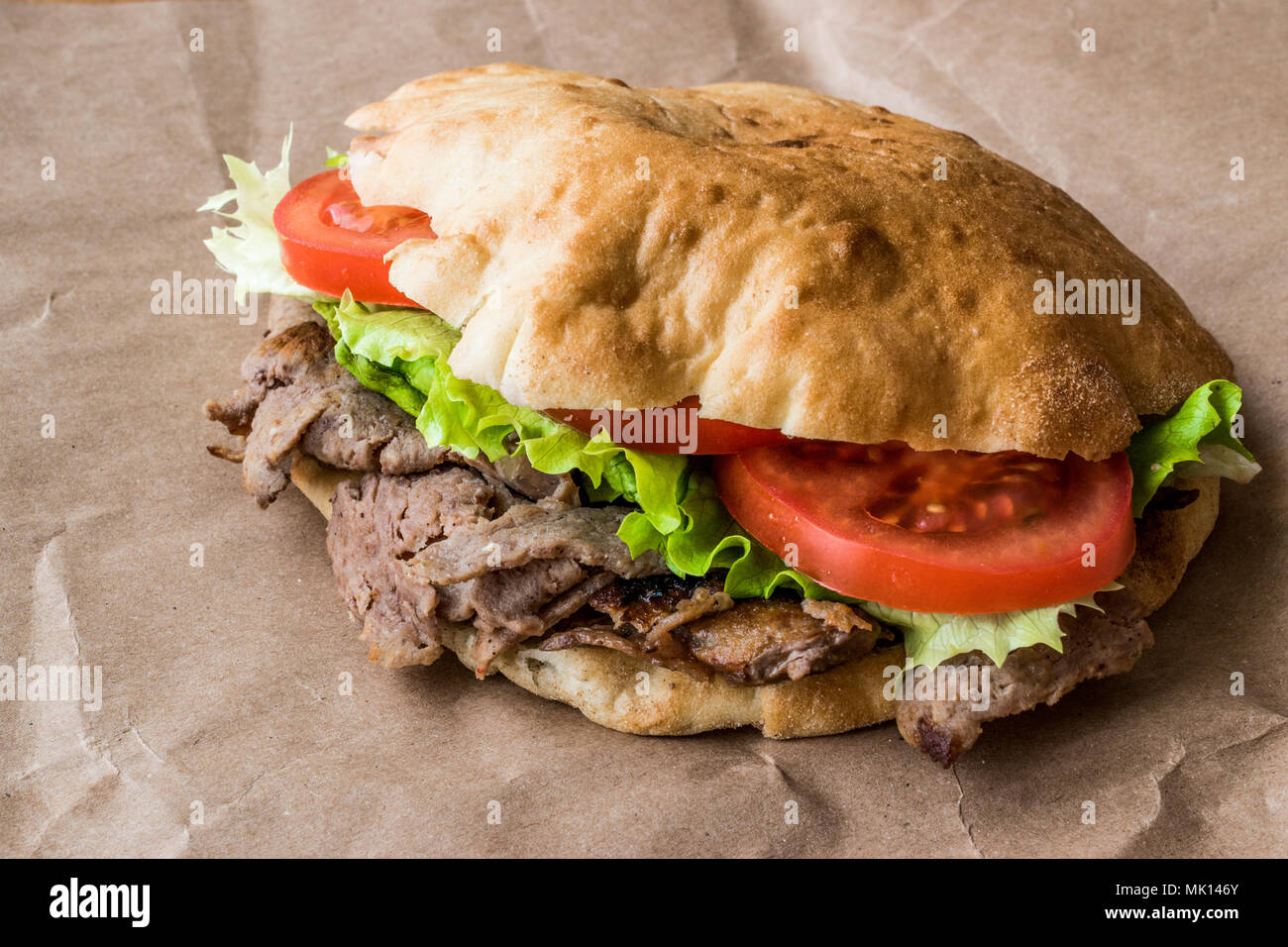 Turksh pide doner Kebab sandwich Stock Photo - Alamy