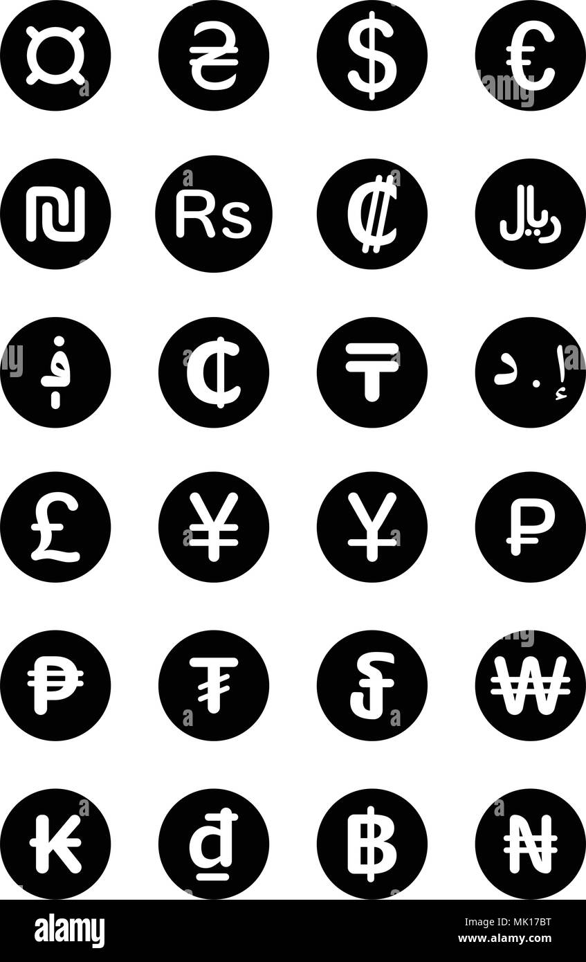Currency symbols of the world isolated on white background Stock Vector ...