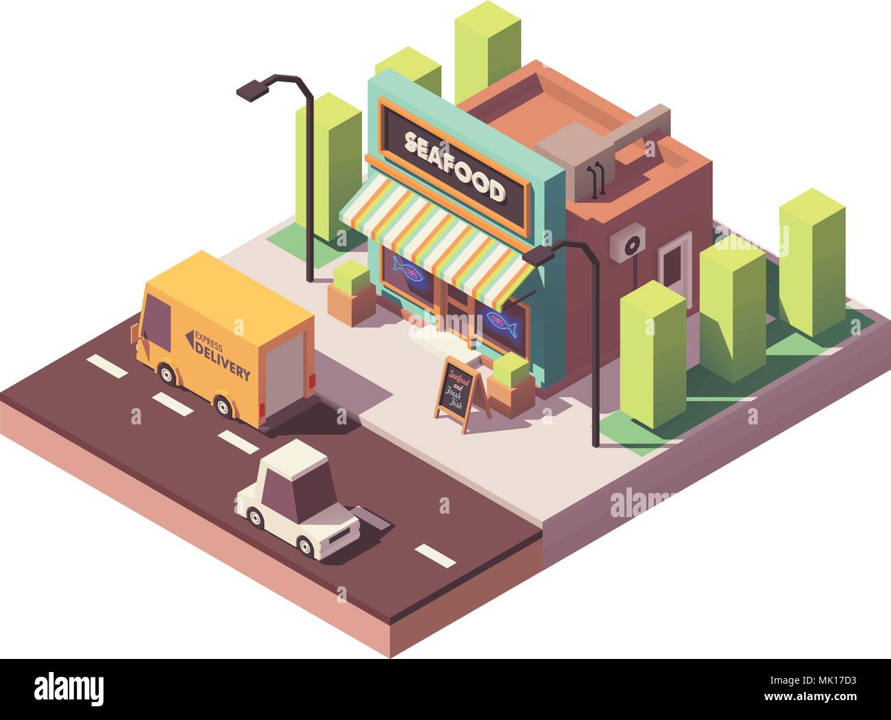 Street fish market shop Stock Vector Images - Alamy