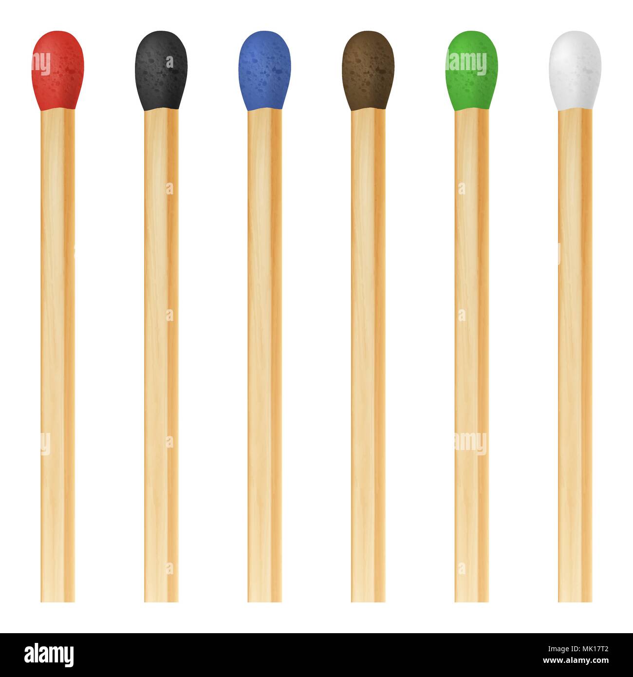 Vector 3d realistic colorful match stick icon set, closeup isolated on ...