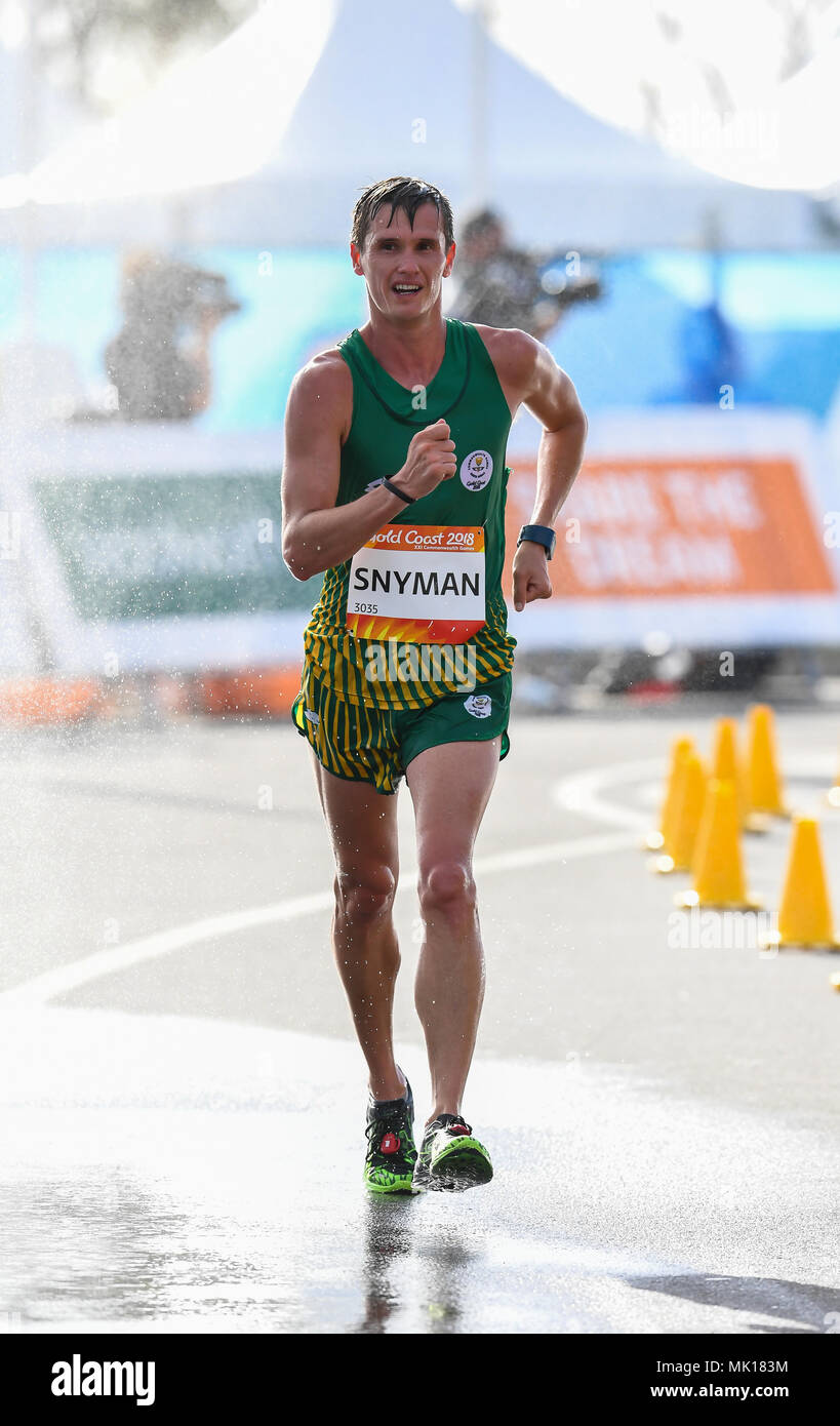 GOLD COAST, AUSTRALIA - APRIL 8: Wayne Snyman of South Africa in the ...