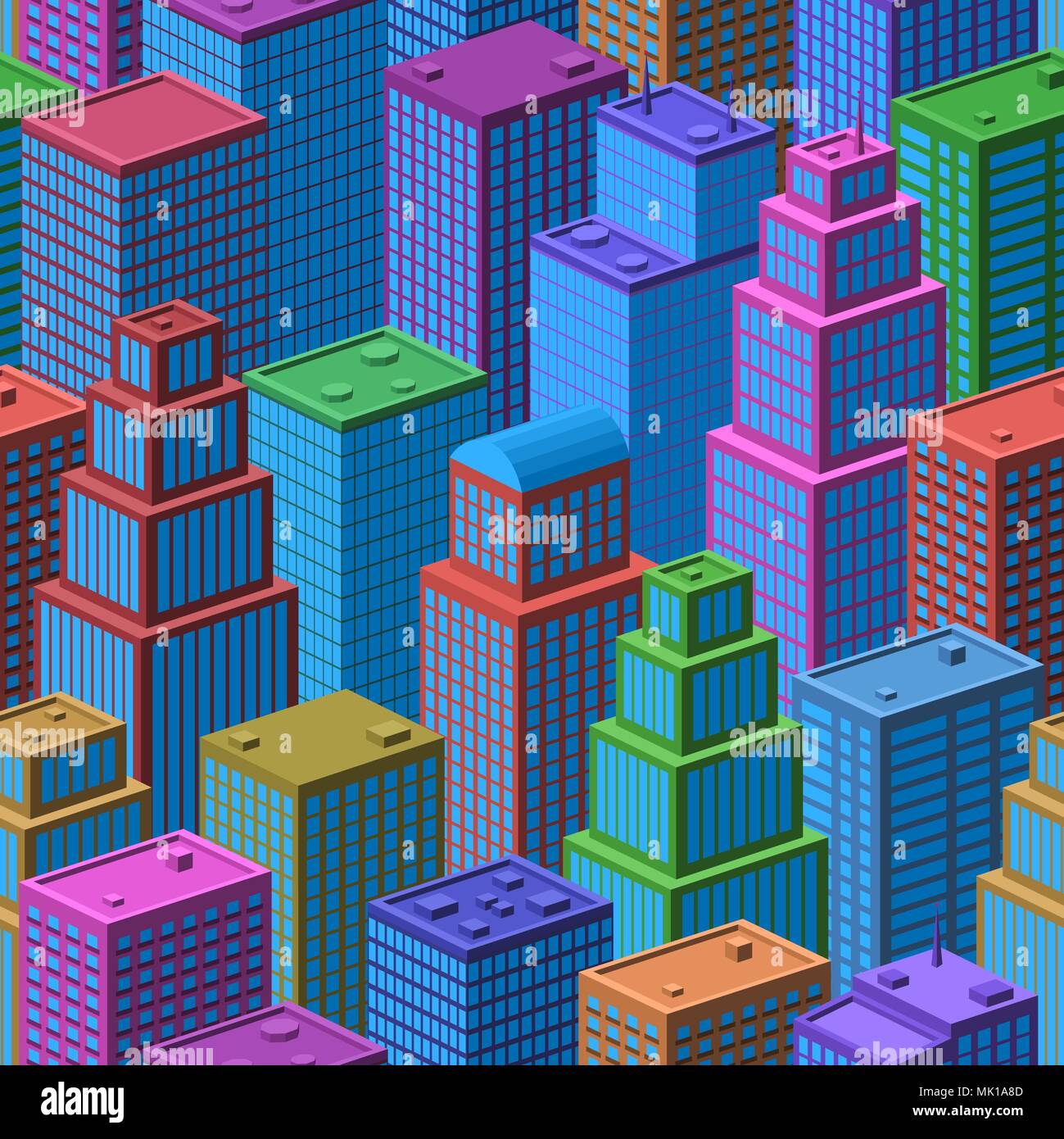 3D Isometric City, Seamless Background Stock Vector Image & Art - Alamy