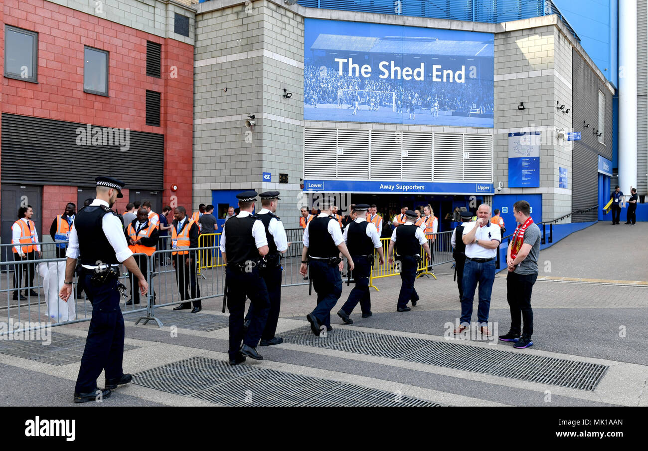 Police patrol the area before the Premier League match at Stamford ...