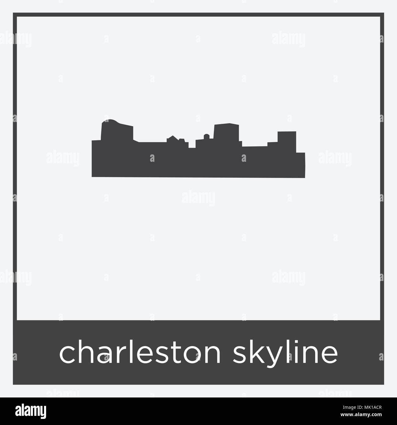 charleston skyline icon isolated on white background with gray frame ...