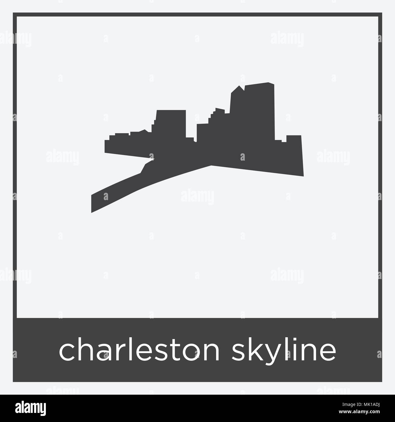 charleston skyline icon isolated on white background with gray frame ...