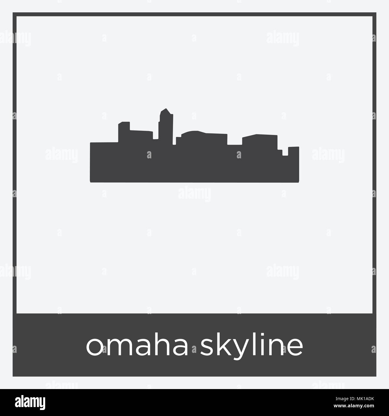 omaha skyline icon isolated on white background with gray frame, sign ...