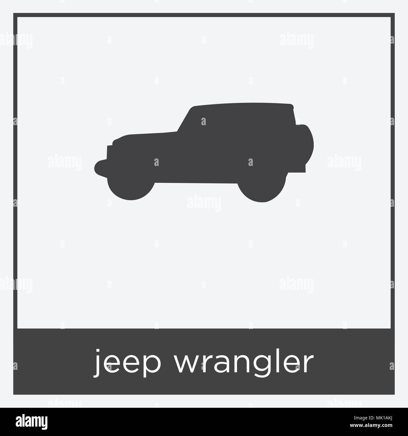 jeep wrangler icon isolated on white background with gray frame, sign ...