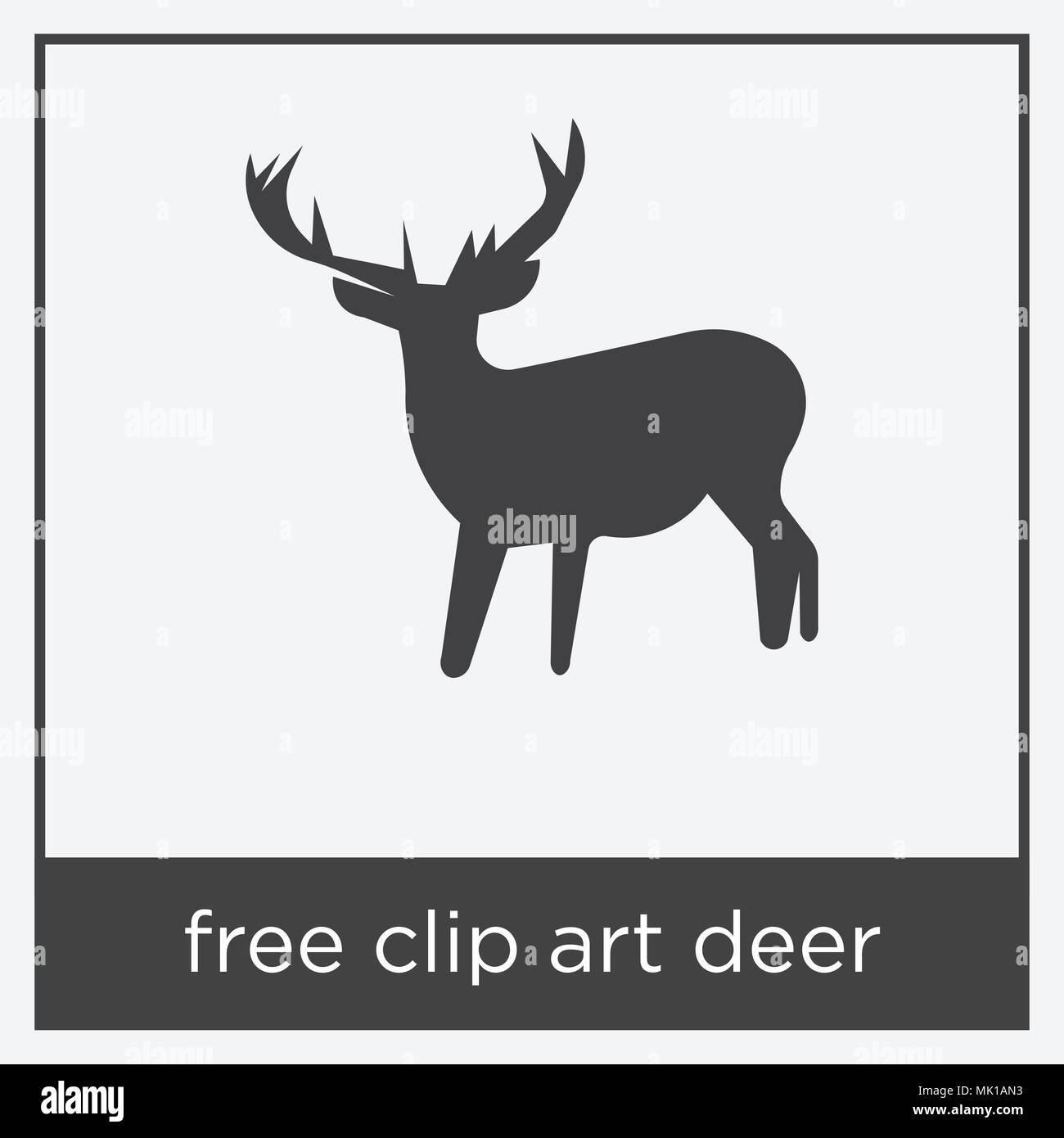 free clip art deer icon isolated on white background with gray frame ...