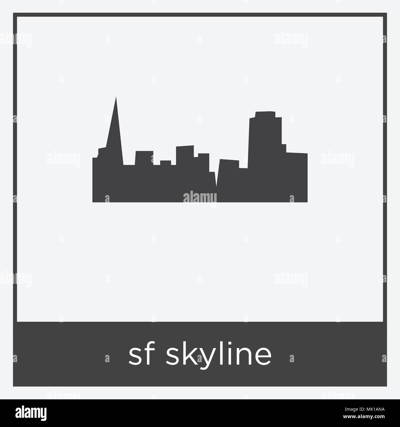 sf skyline icon isolated on white background with gray frame, sign and ...