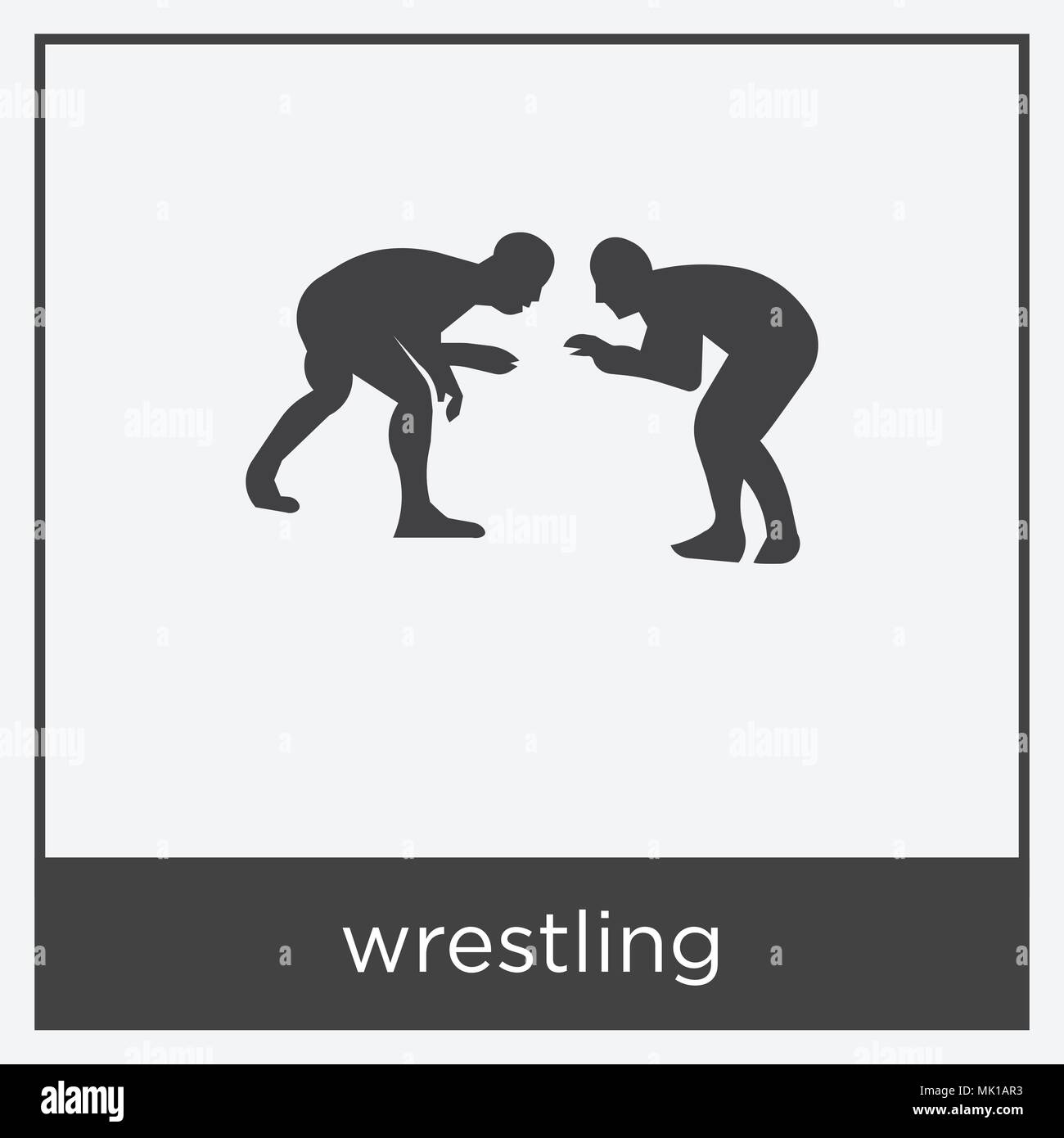 wrestling icon isolated on white background with gray frame, sign and ...