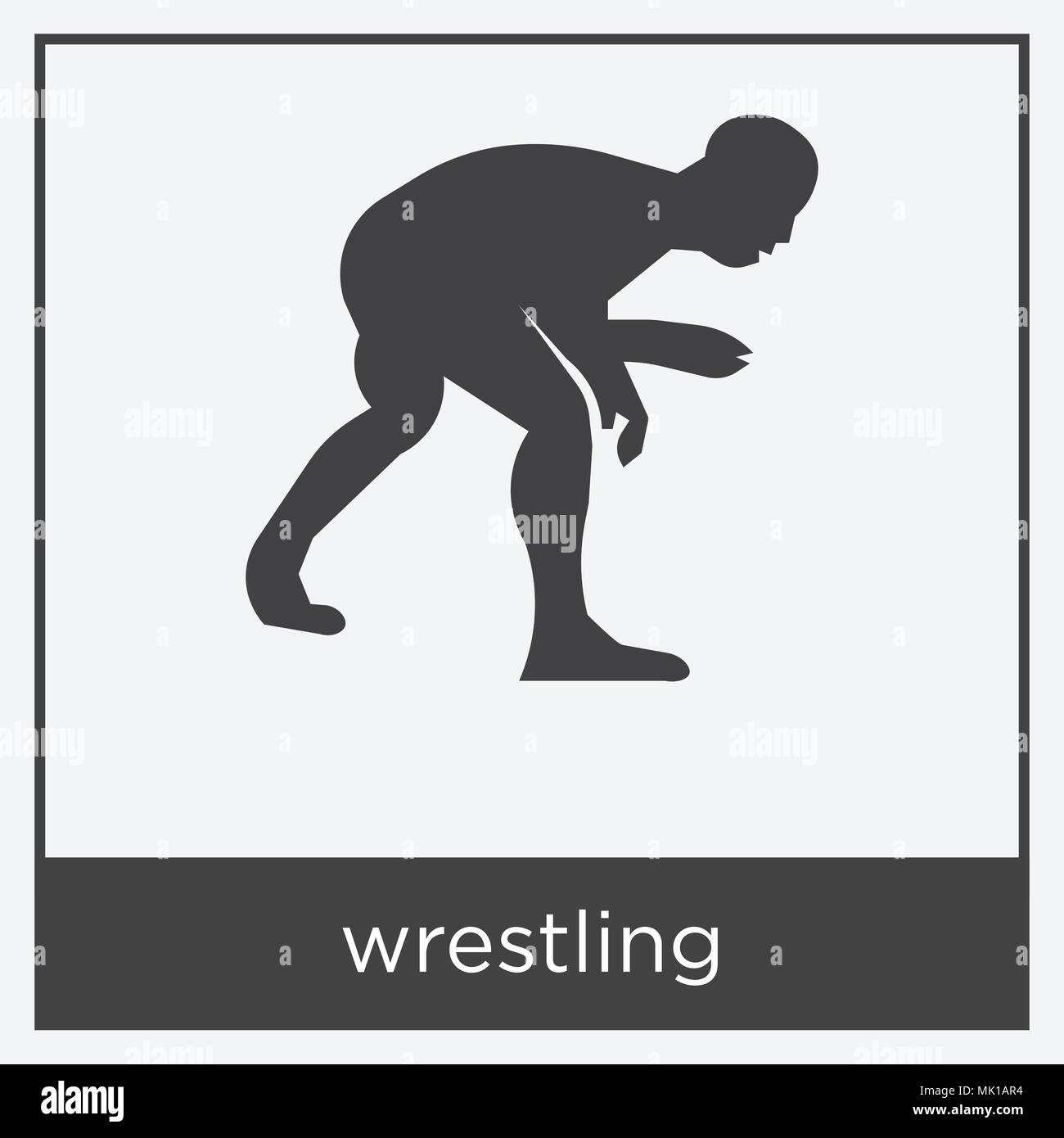 wrestling icon isolated on white background with gray frame, sign and ...