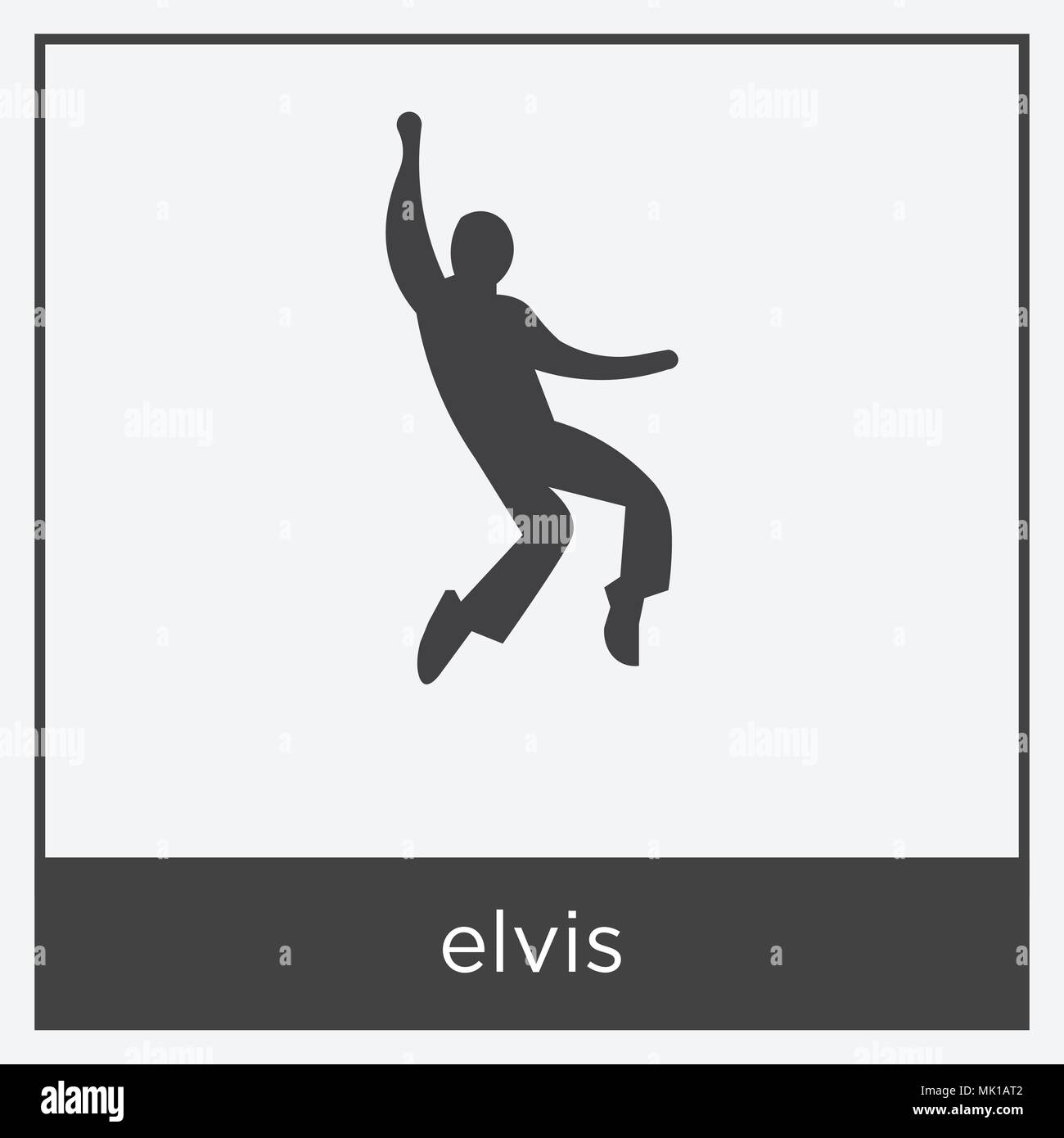 elvis icon isolated on white background with gray frame, sign and ...