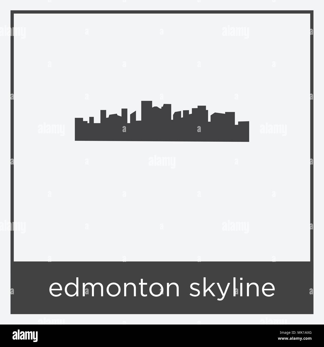 edmonton skyline icon isolated on white background with gray frame ...