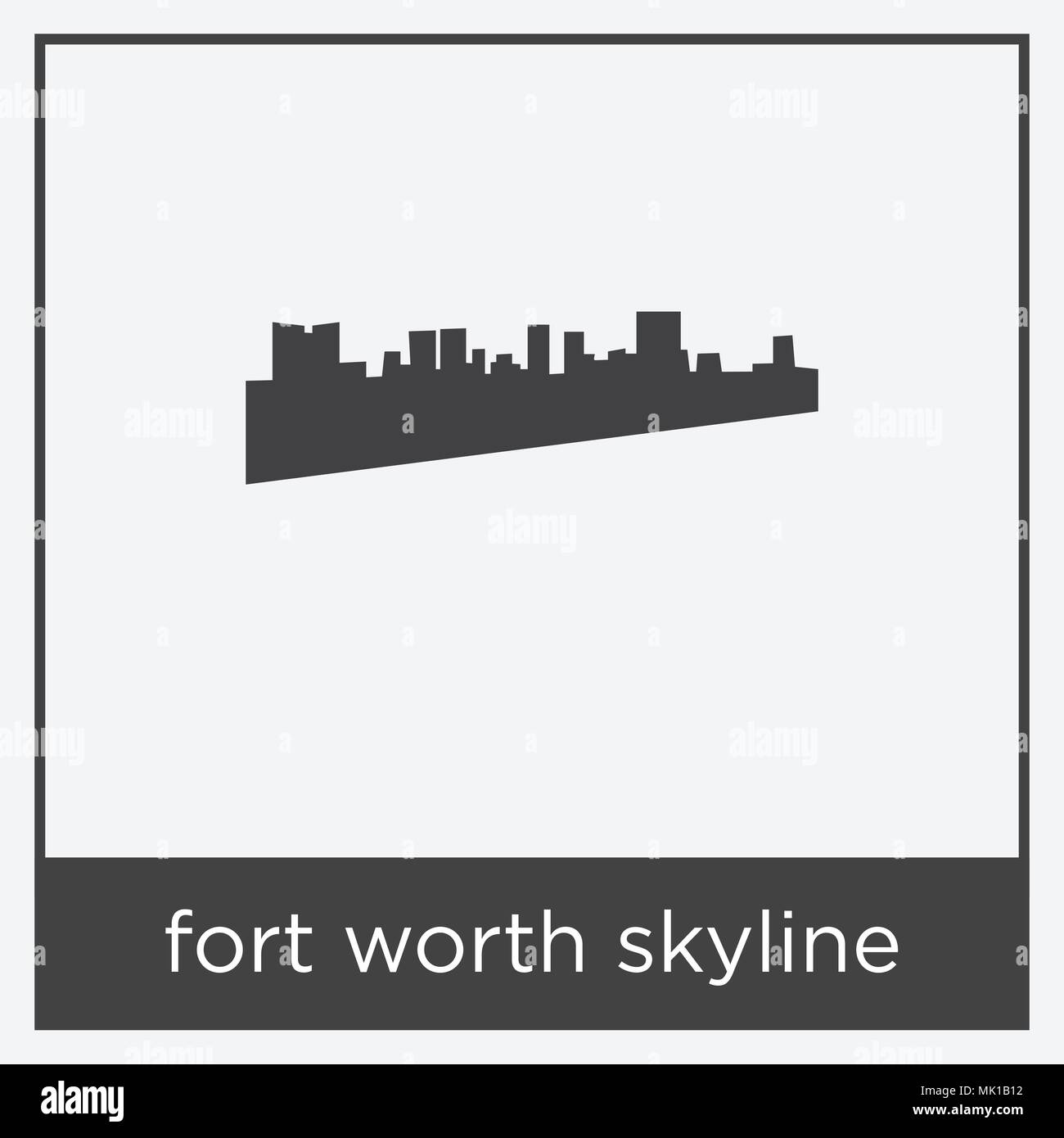 fort worth skyline icon isolated on white background with gray frame ...