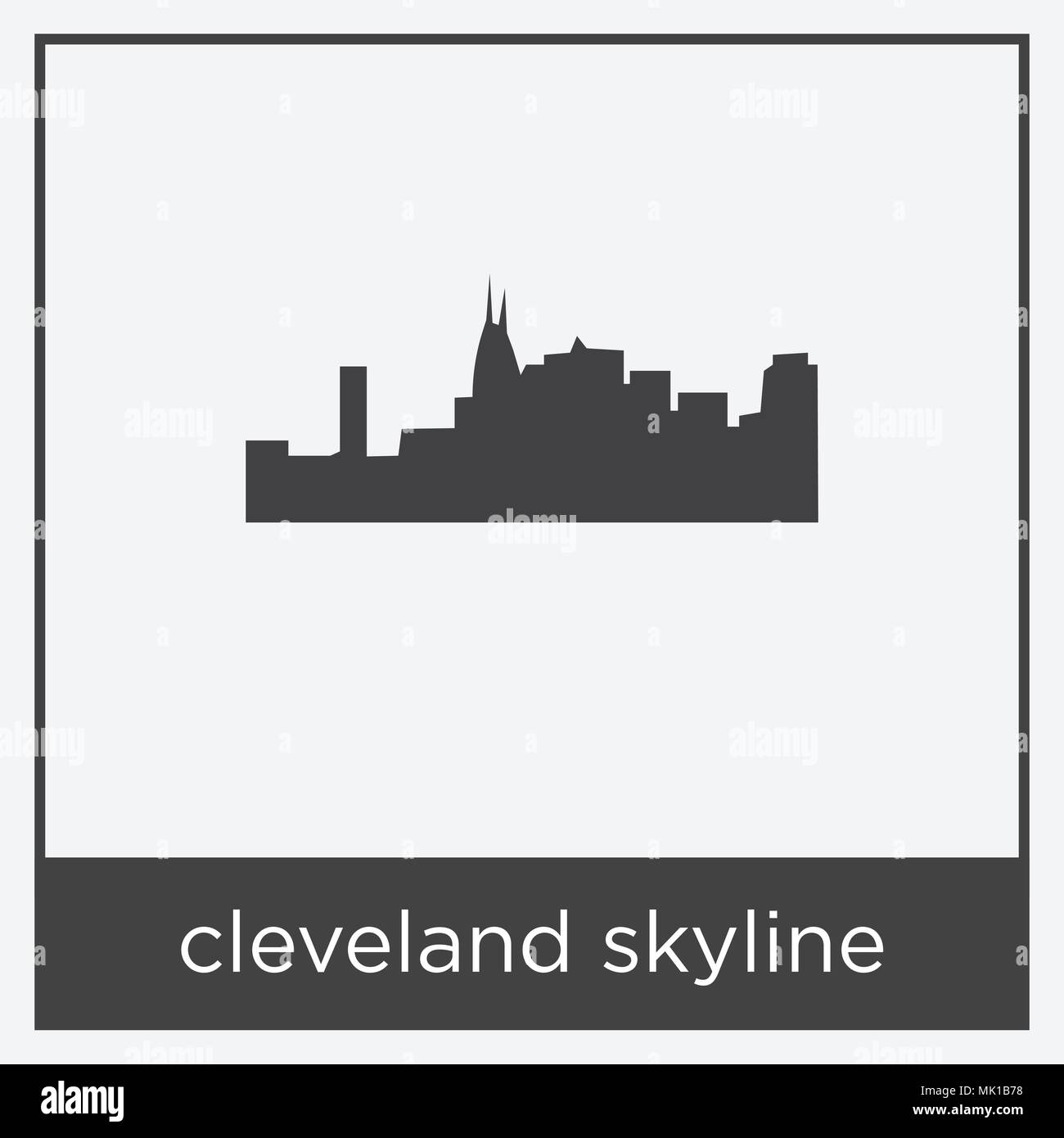 cleveland skyline icon isolated on white background with gray frame ...