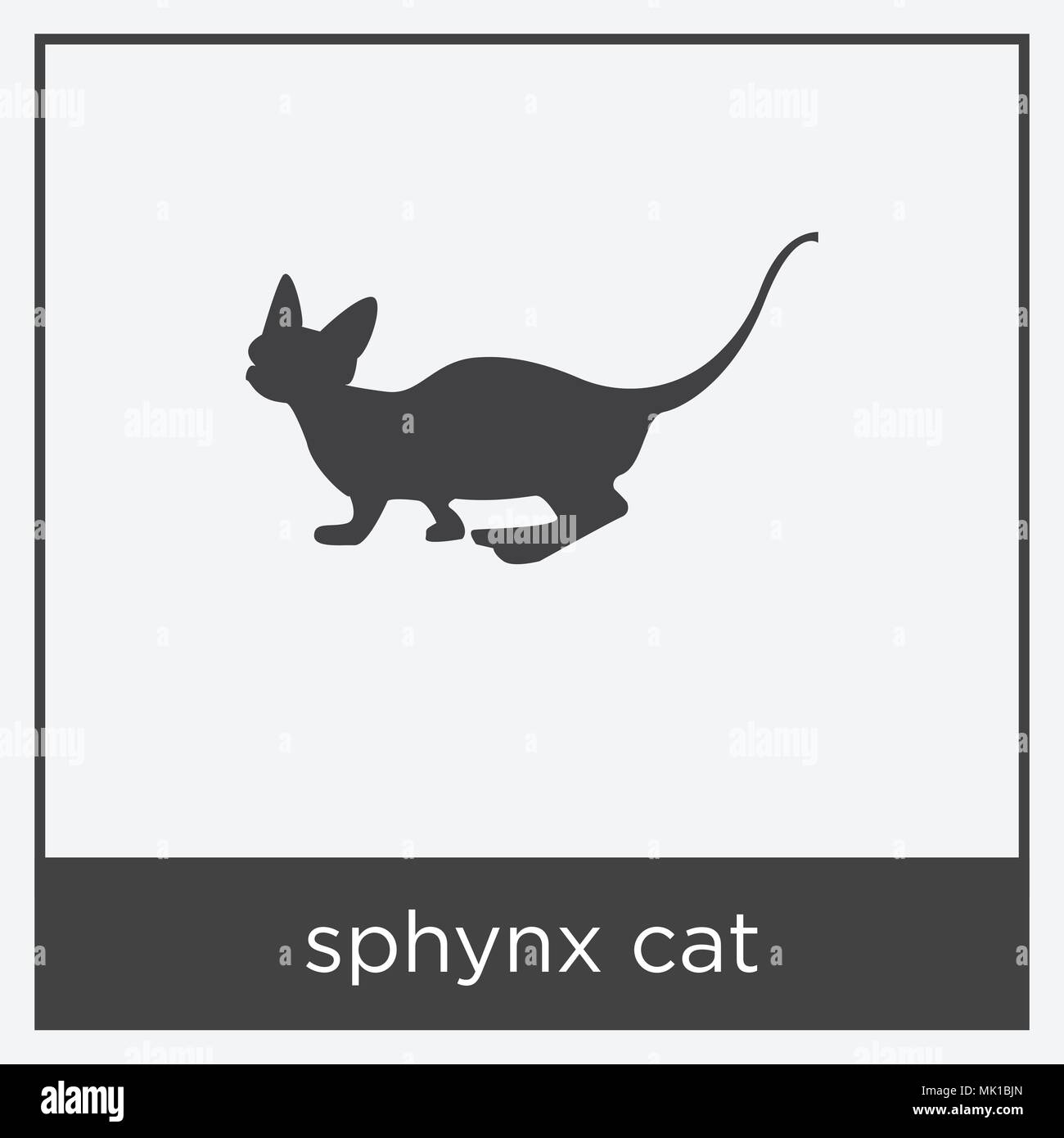 sphynx cat icon isolated on white background with gray frame, sign and ...